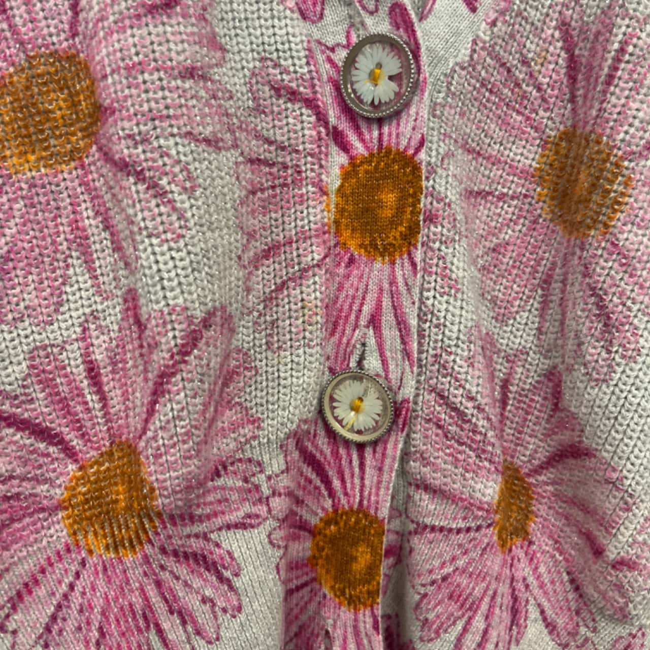 Desigual Pink Daisy Cardigan. Woman XL (s)