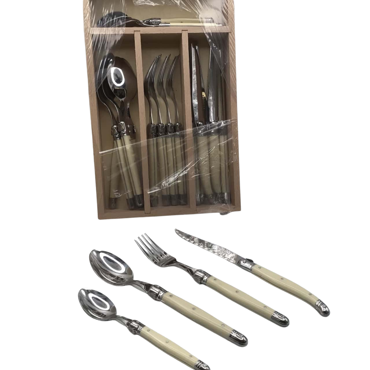 Incomplete BNWT Laguiole Andre Verdier Debutant Cutlery Set in wooden ...