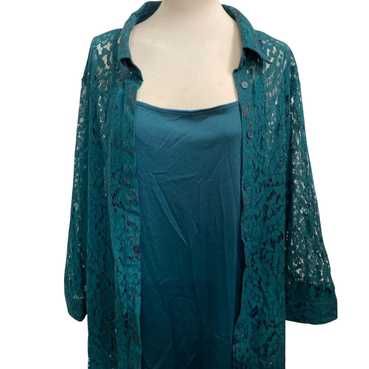 Emerald Green Cami AND Lace Button-up(s)