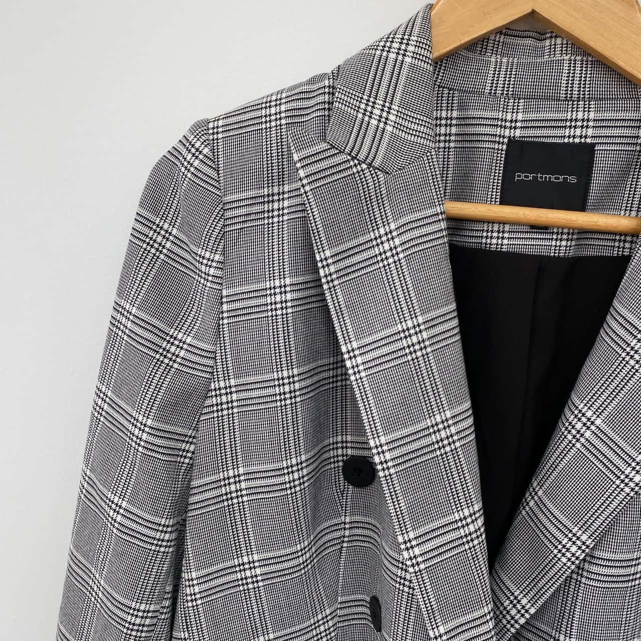 Portmans Black White Gingham Blazer Size 12