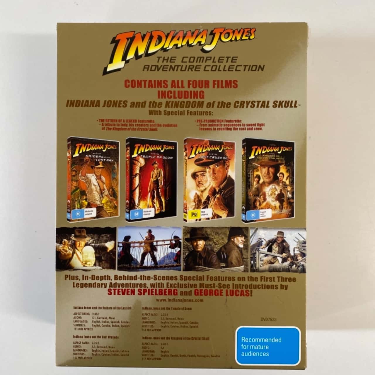 Indiana Jones The Complete Adventures 4 Movie Boxed Set DVD's(s)