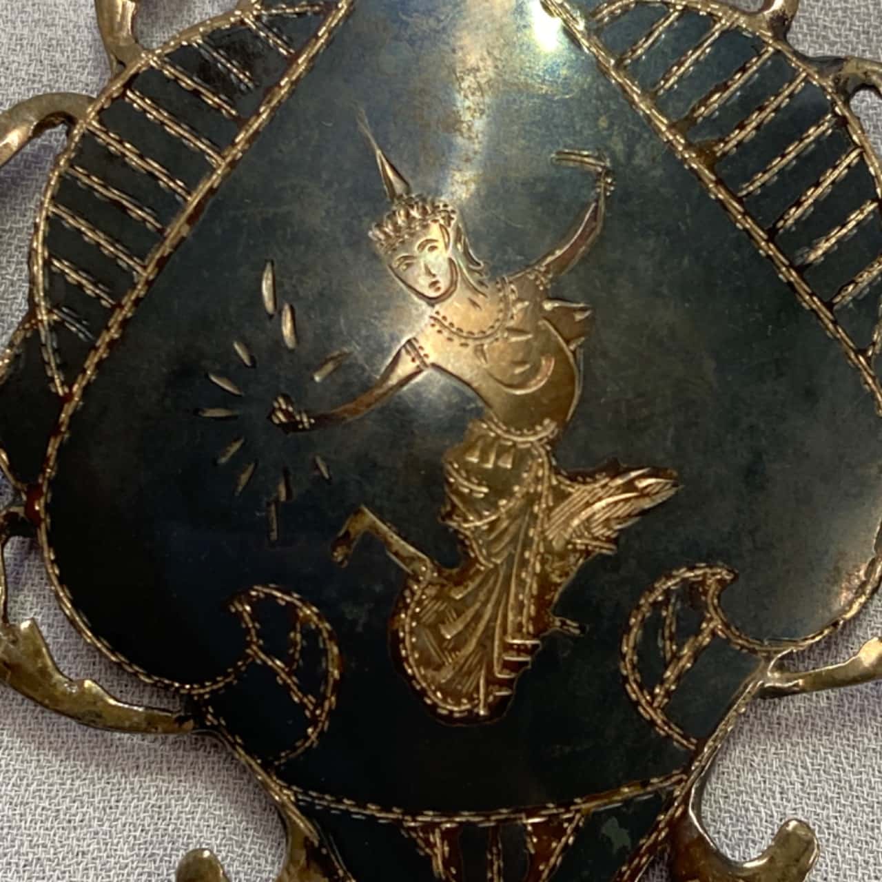 Vintage Womens Sterling Silver Siam Dancer Brooch(s)