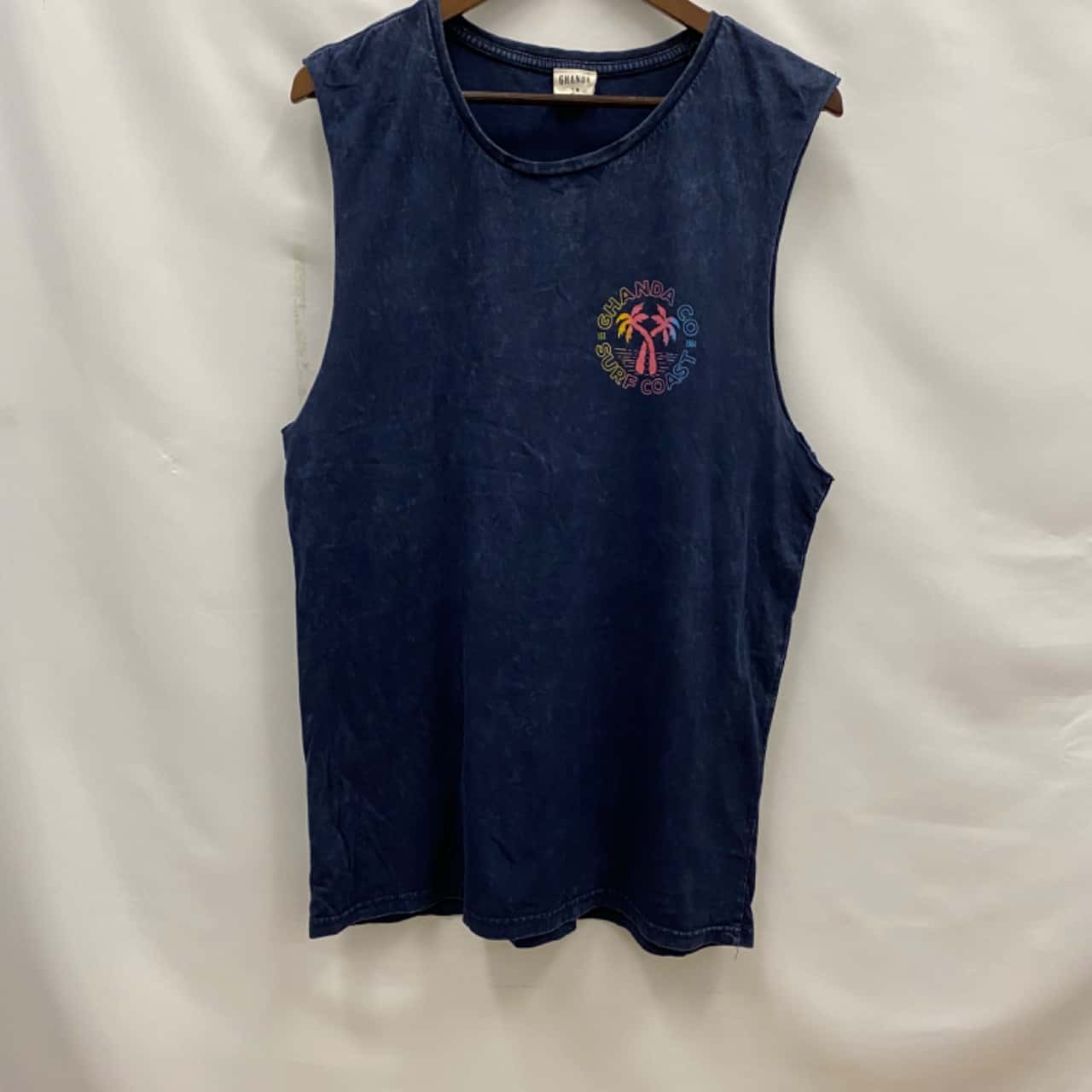 Ghanda Mens Singlet Size M Navy Blue (s)