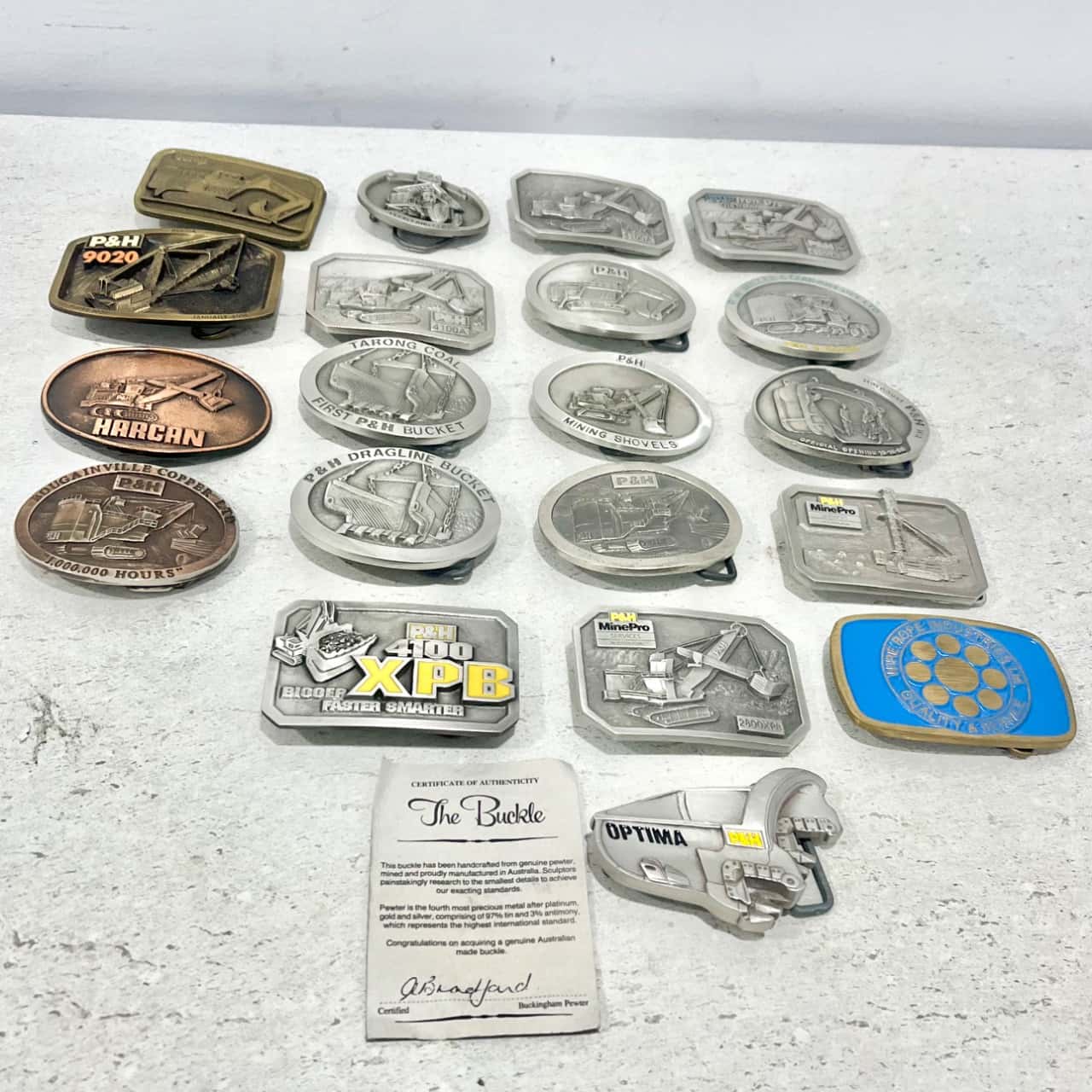Assorted Men’s Pewter & Metal Mining Belt Buckles (s)