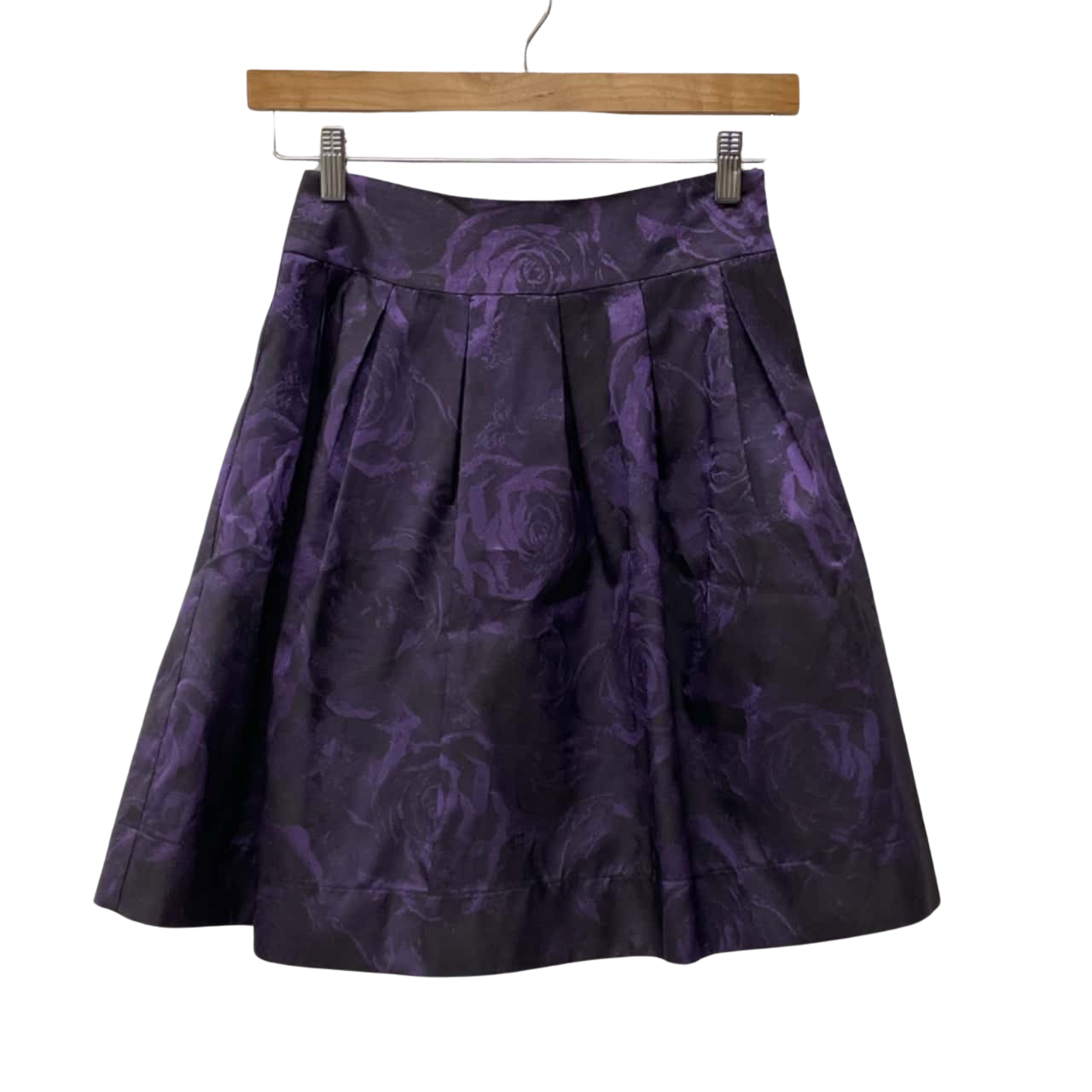 Review Womens Skirts Size 8 A-Line / Pleated Black / Floral / Purple (s)