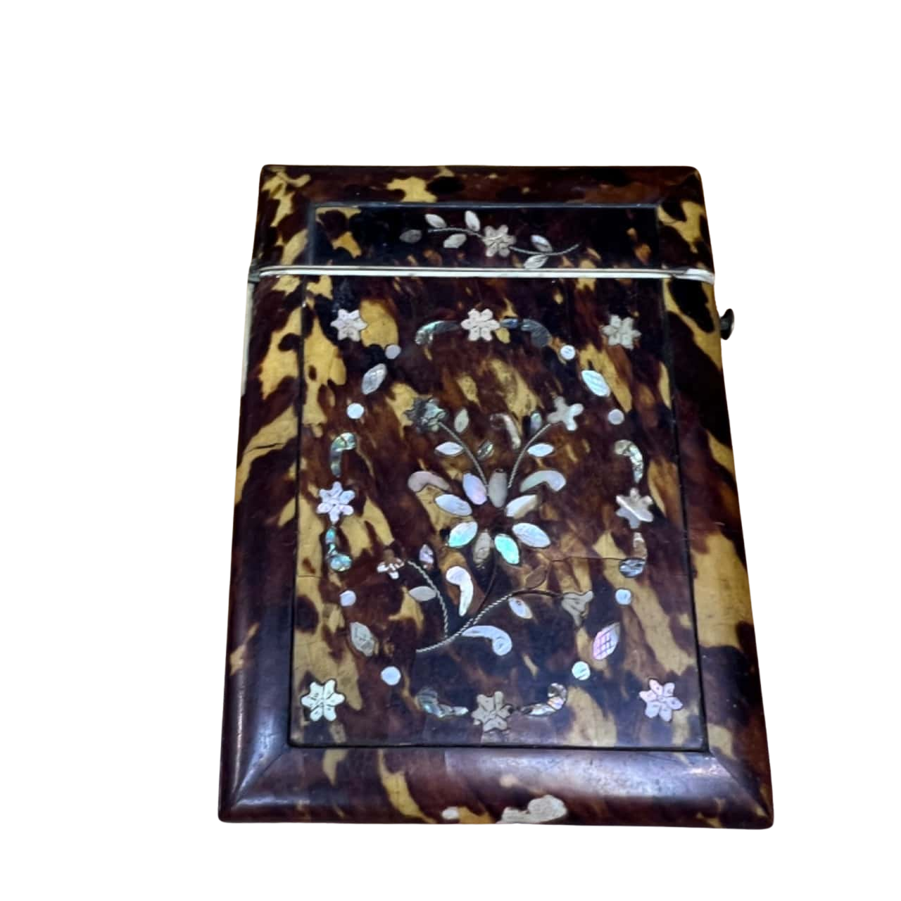 Antique Card Case With Mother Of Pearl Inlay Exquisite Design