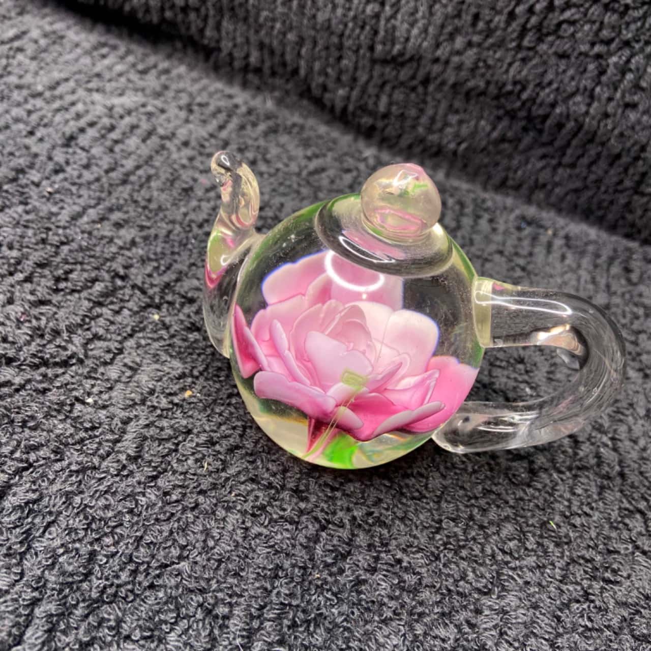 Vintage Glass Flower Teapot Paperweight(s)