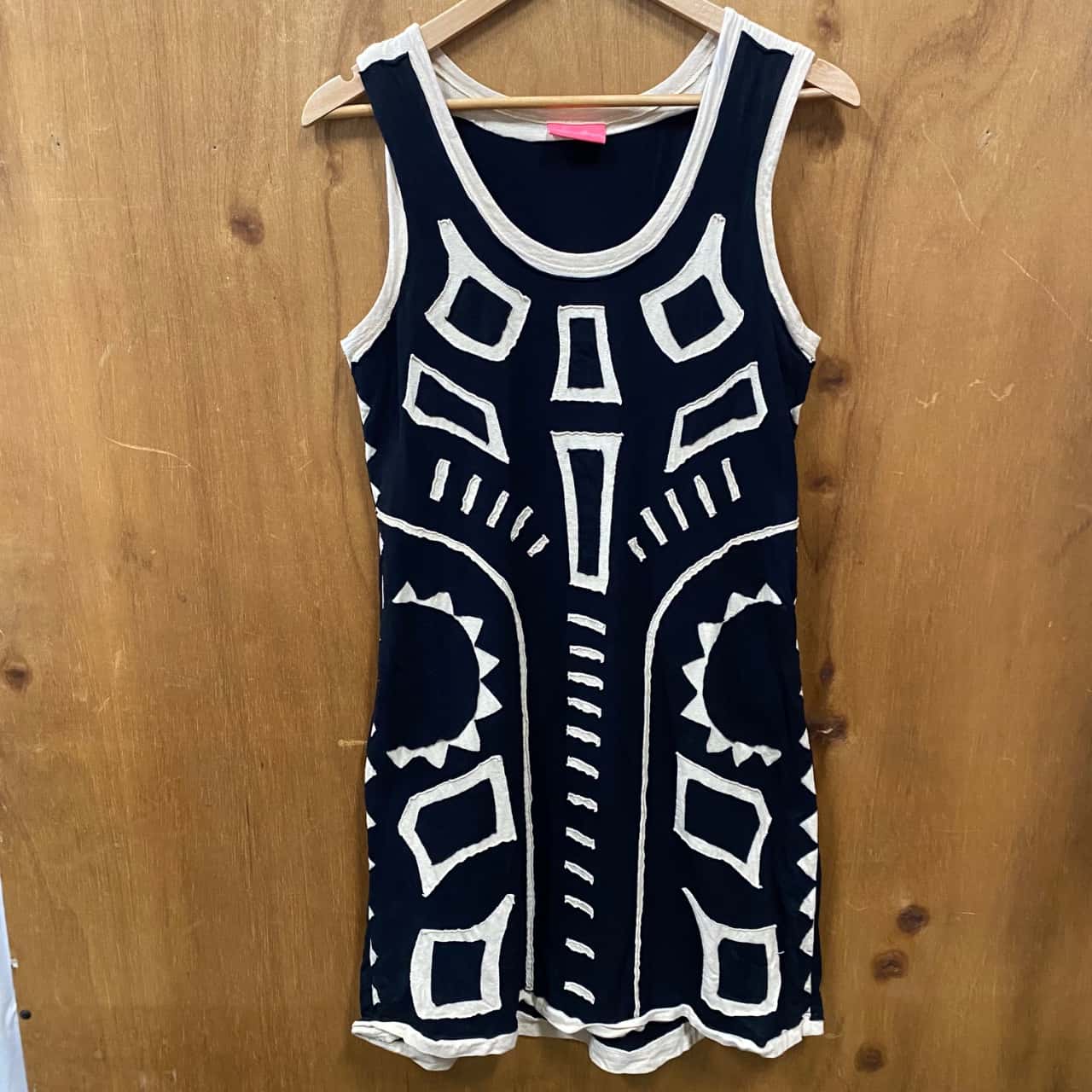 Saya Black/Cream Abstract Patterned Dress Size L