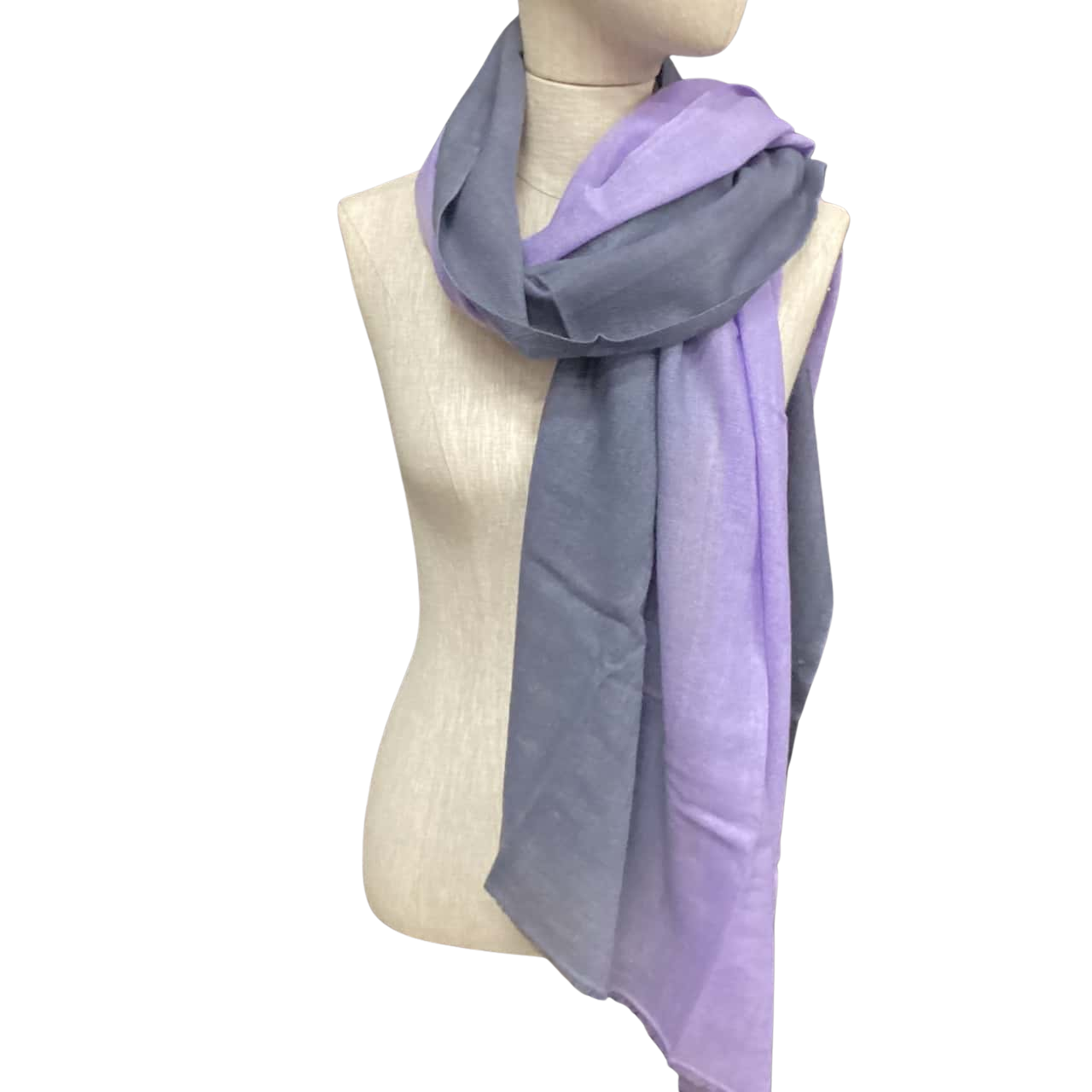 100% Cashmere Soft 2 Tone Scarf Grey / Purple (s)