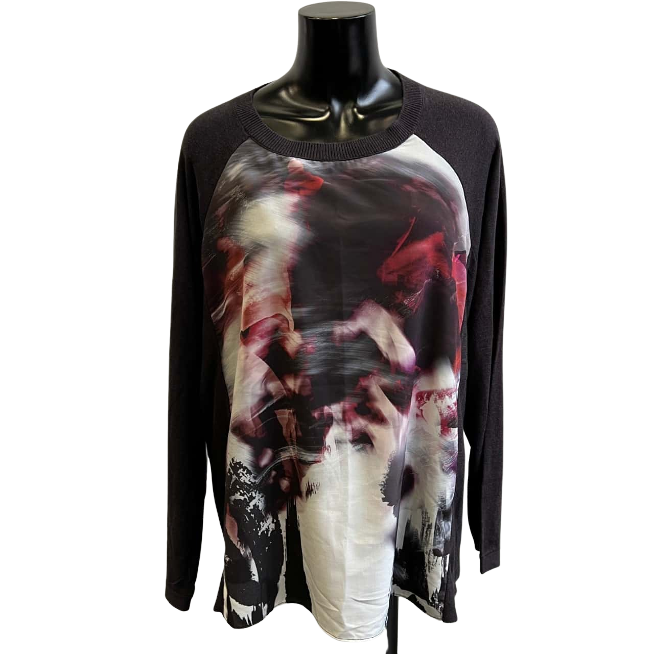 Wayne Cooper Womens Size L Abstract Print Jumper Grey (s)