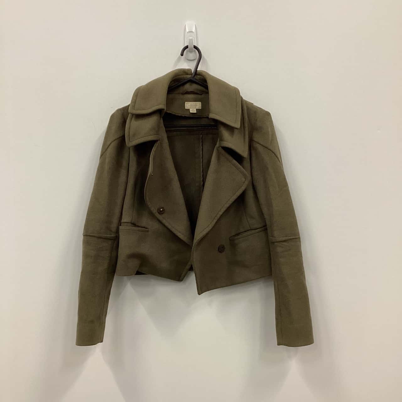 Witchery Womens Wool Coat Cropped Size 8 Green(s)