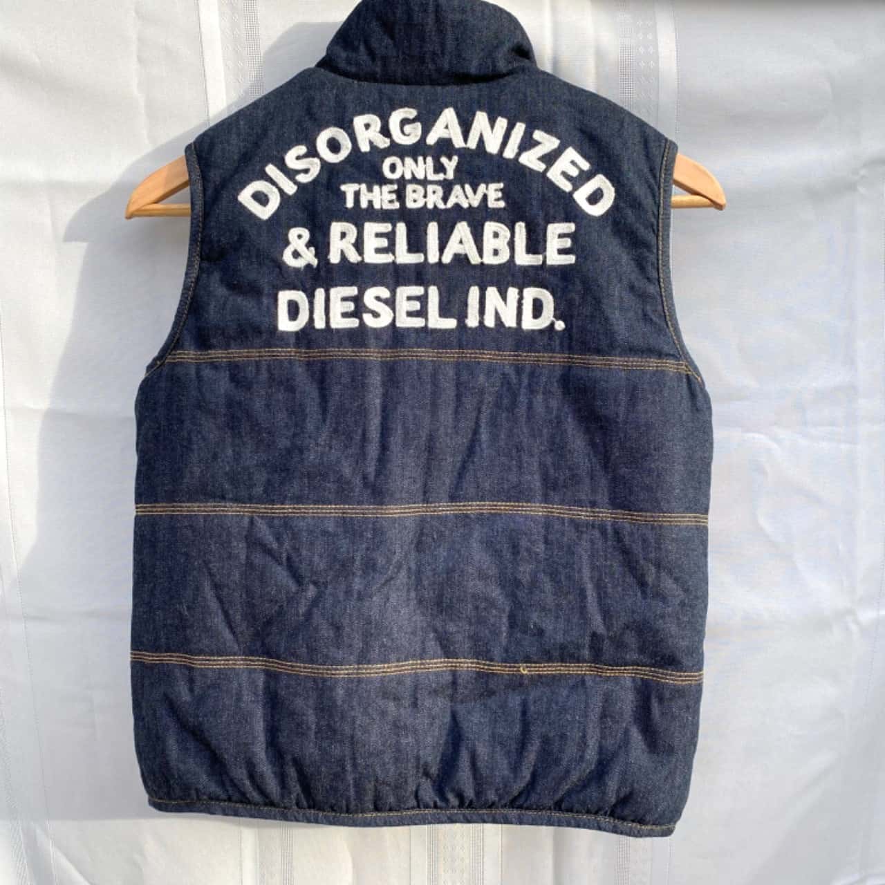 Diesel Branded Reversible Dark Blue Denim/White Puffer Vest Size M(s ...