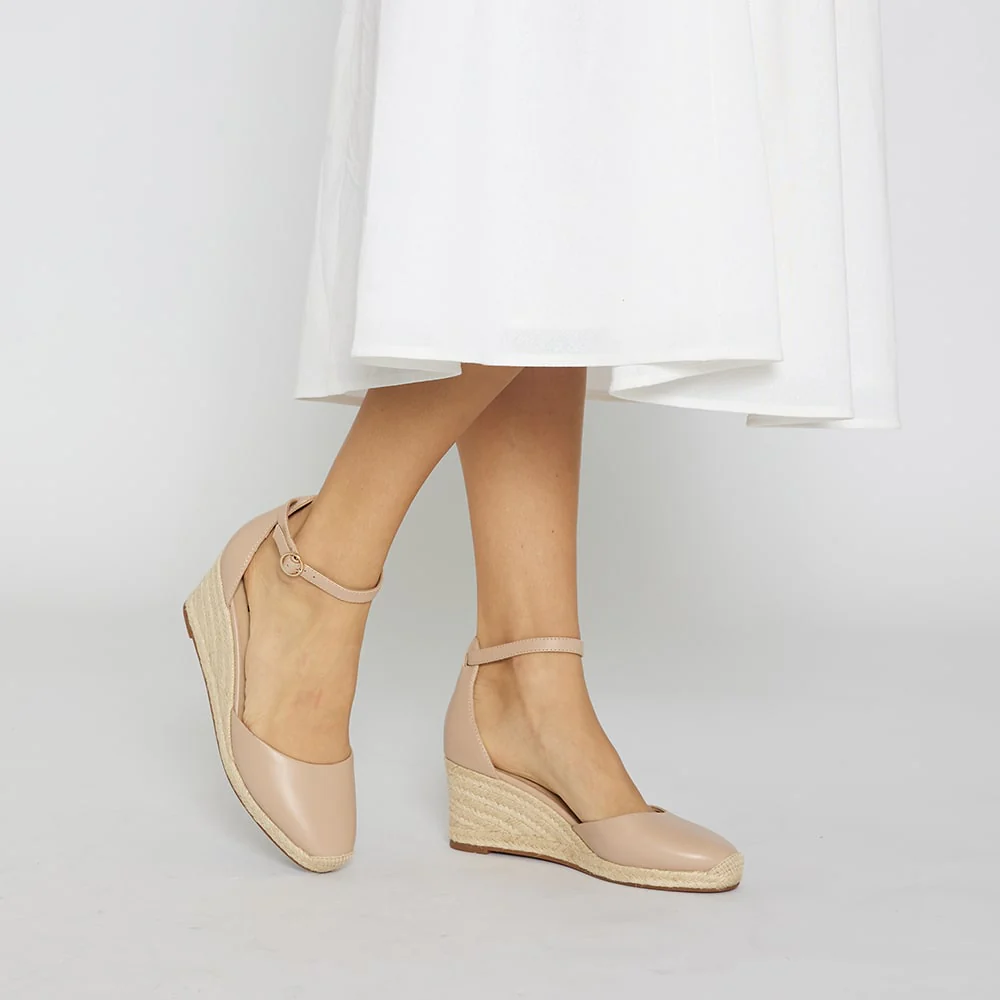 JANE DEBSTER 'Peru' Wedge in Nude Leather Size 38(s)