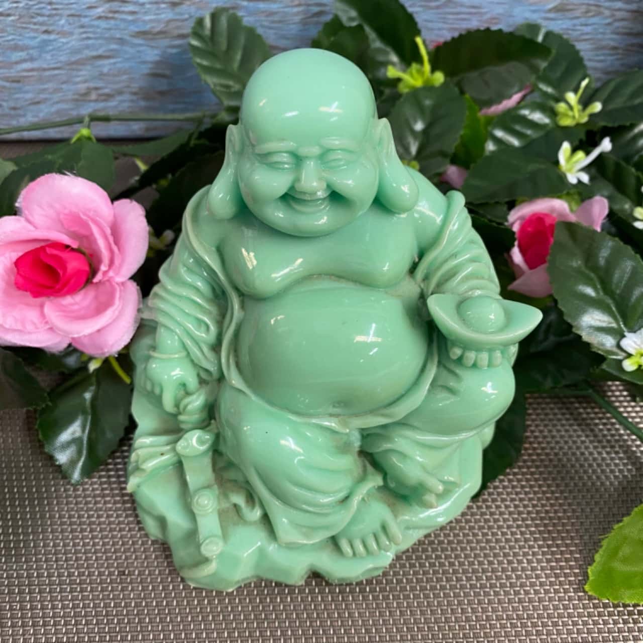 Miniature Green Buddha 10cm Width