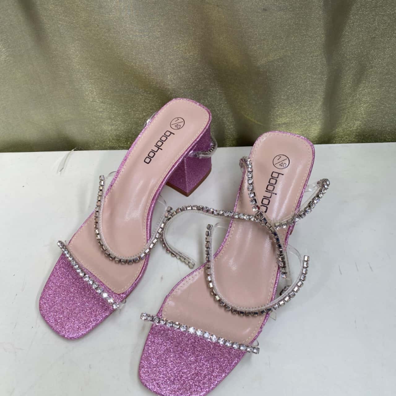 Boohoo pink Glitter Size 7