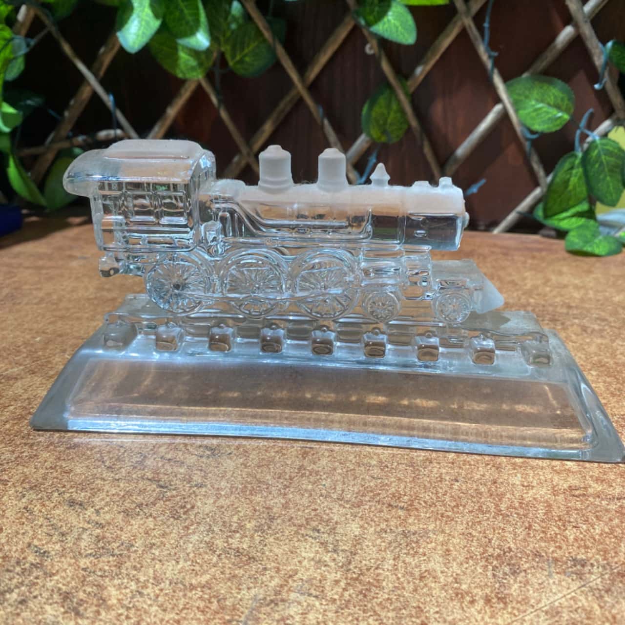Vintage crystal train paperweight by Hofbauer West Germany