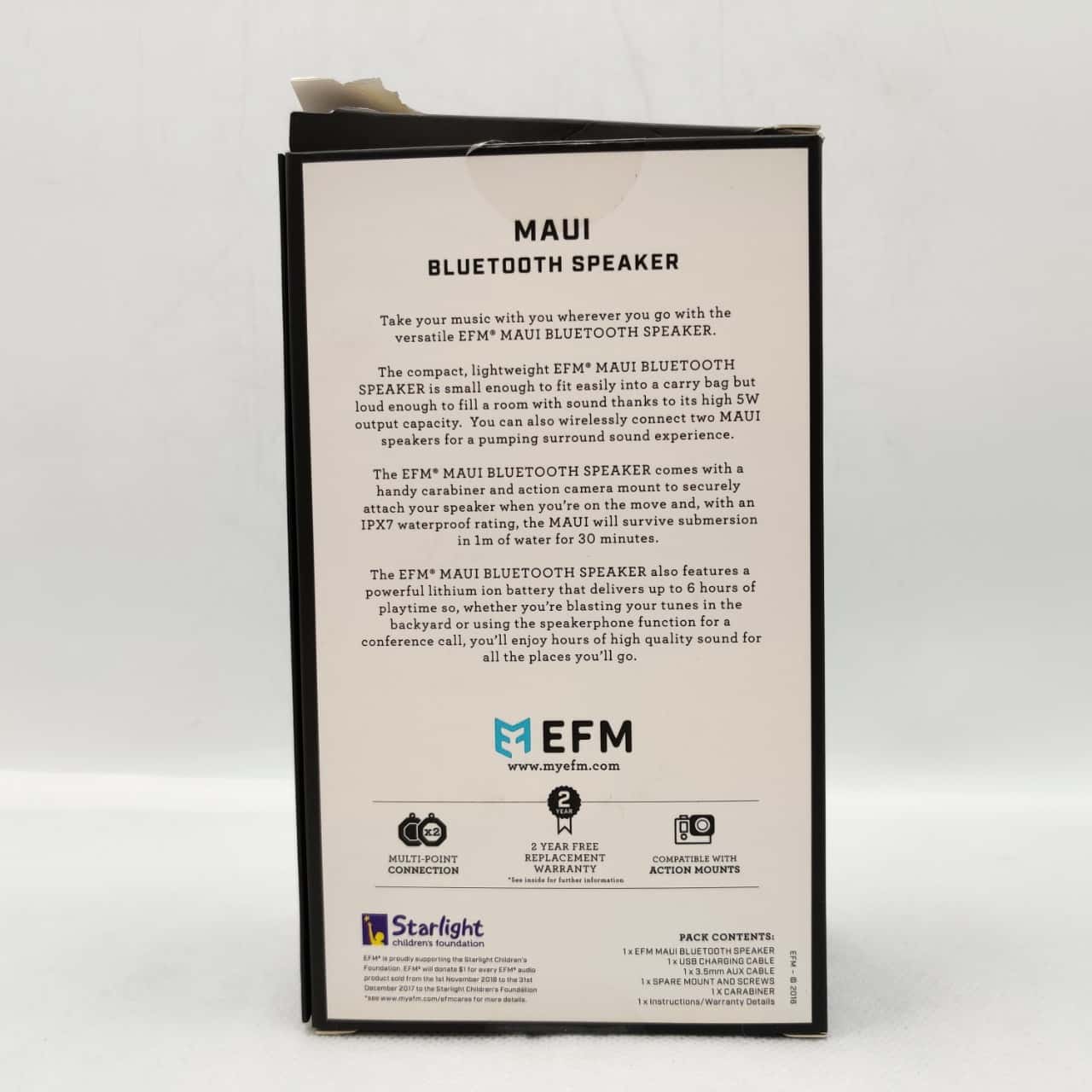 EFM MAUI Jet Black Waterproof Bluetooth Speaker (s)