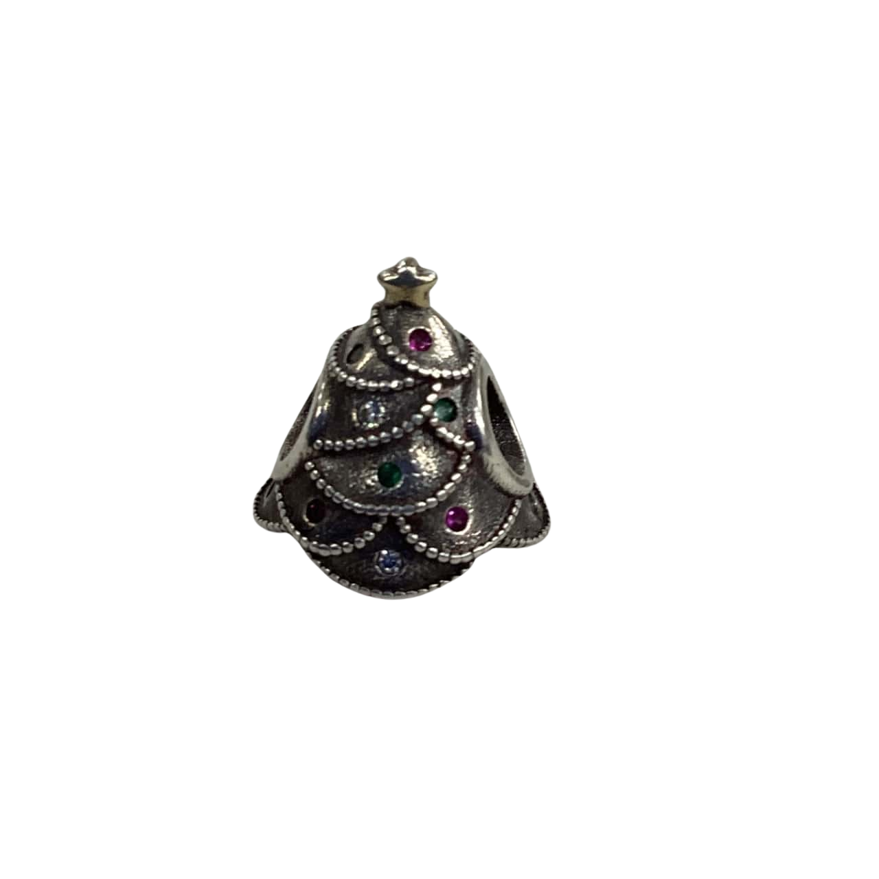 Womens Christmas Tree Charm Bracelet Charm Sterling Silver (Stamped S925)