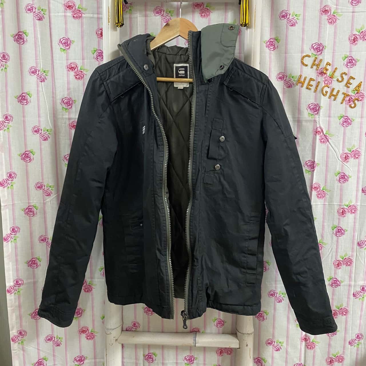 G-Star Raw Mens Size M Winter Jacket Black/Green