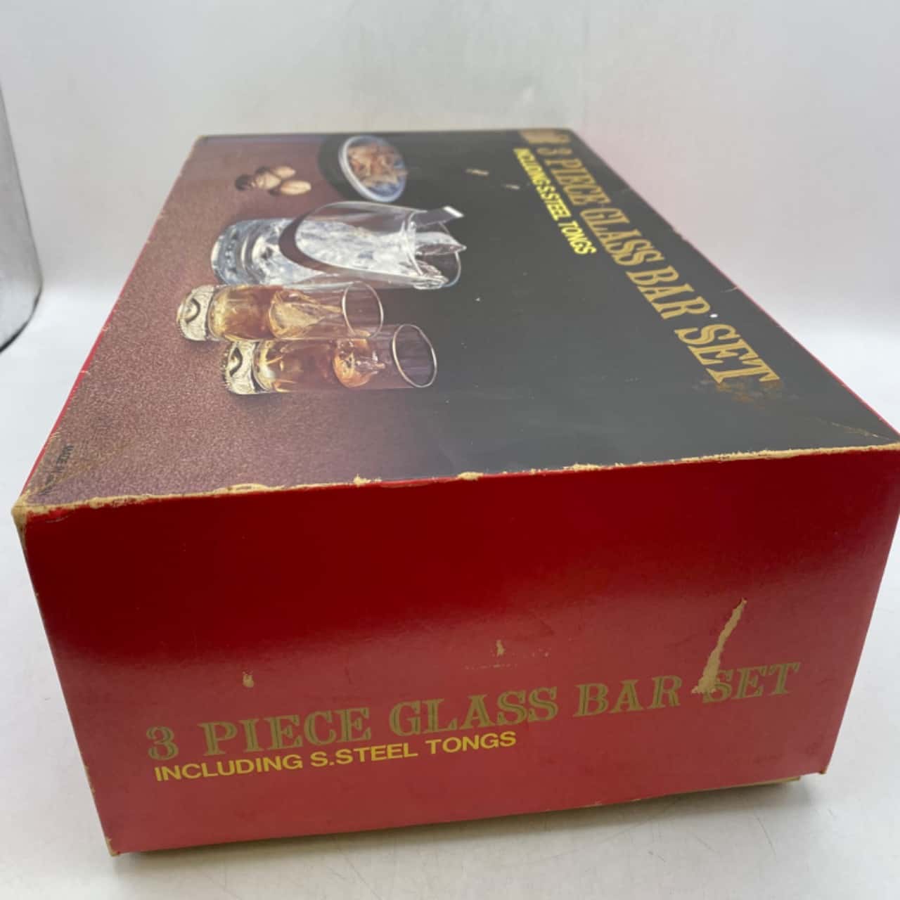 BNIB Retro 1970s True Vintage 3 Pce Glass Bar Set Ice Bucket & Glasses
