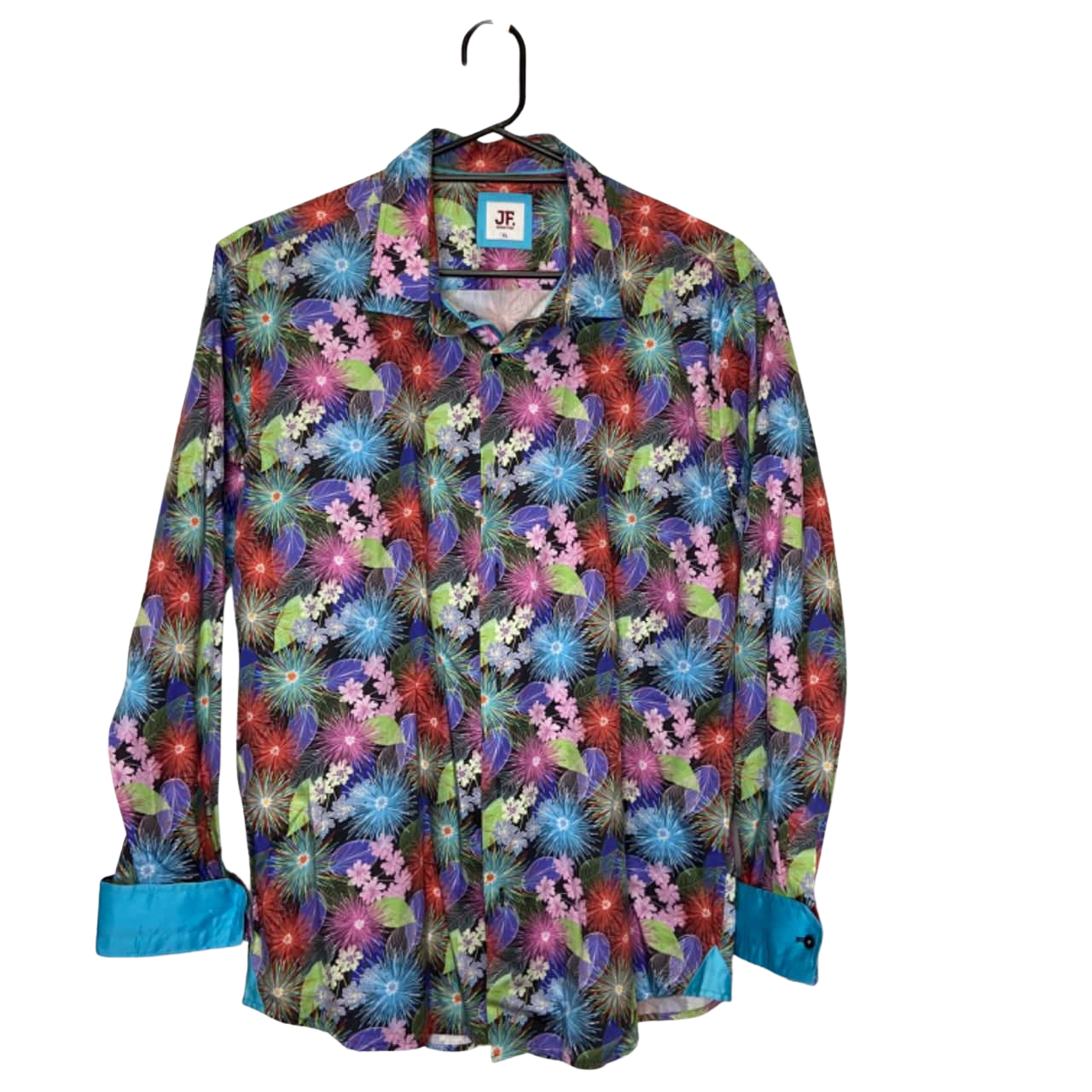 Jimmy Fox Mens Size XL Long Sleeve Floral Dress Shirt Multicoloured (s)