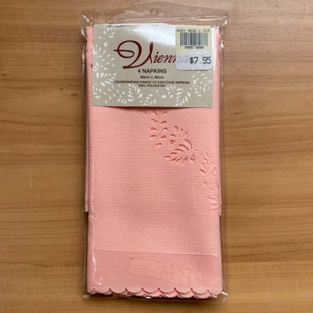 4 x Vienna Napkins 40 x 40cm Apricot - New In Package(s)