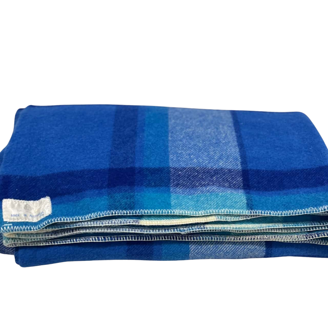 Vintage Pure New Wool Blue/Cream Checked Blanket(s)
