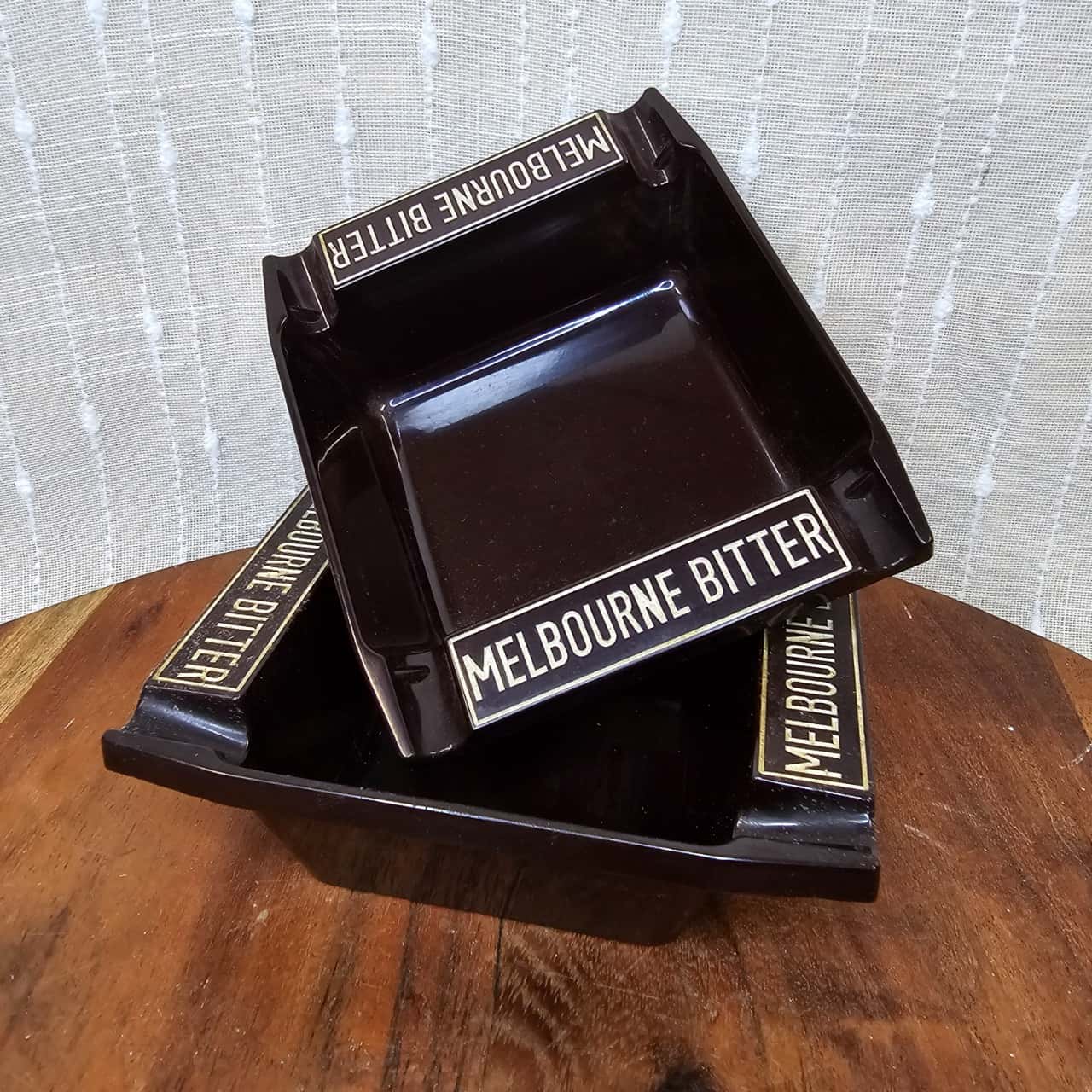 Pair Of Dendy Point Plastics 'Melbourne Bitters' Vintage Ashtrays