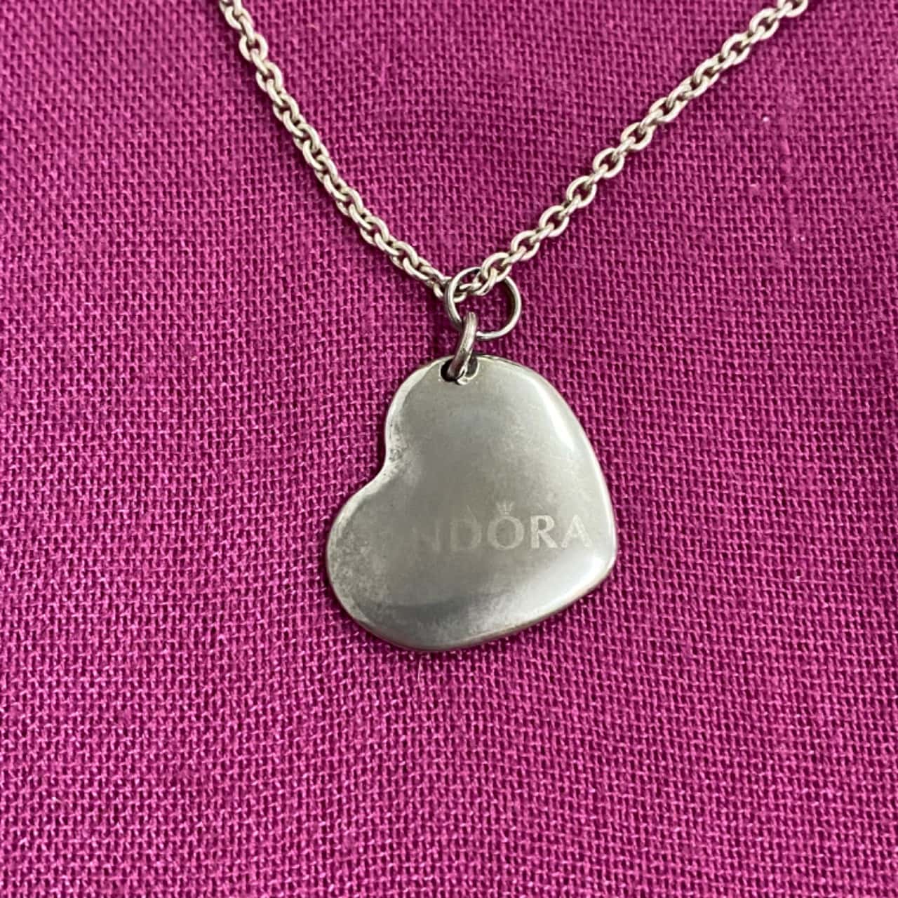 Womens Pandora 925 Silver Heart Pendant Necklace on Long Chain(s)