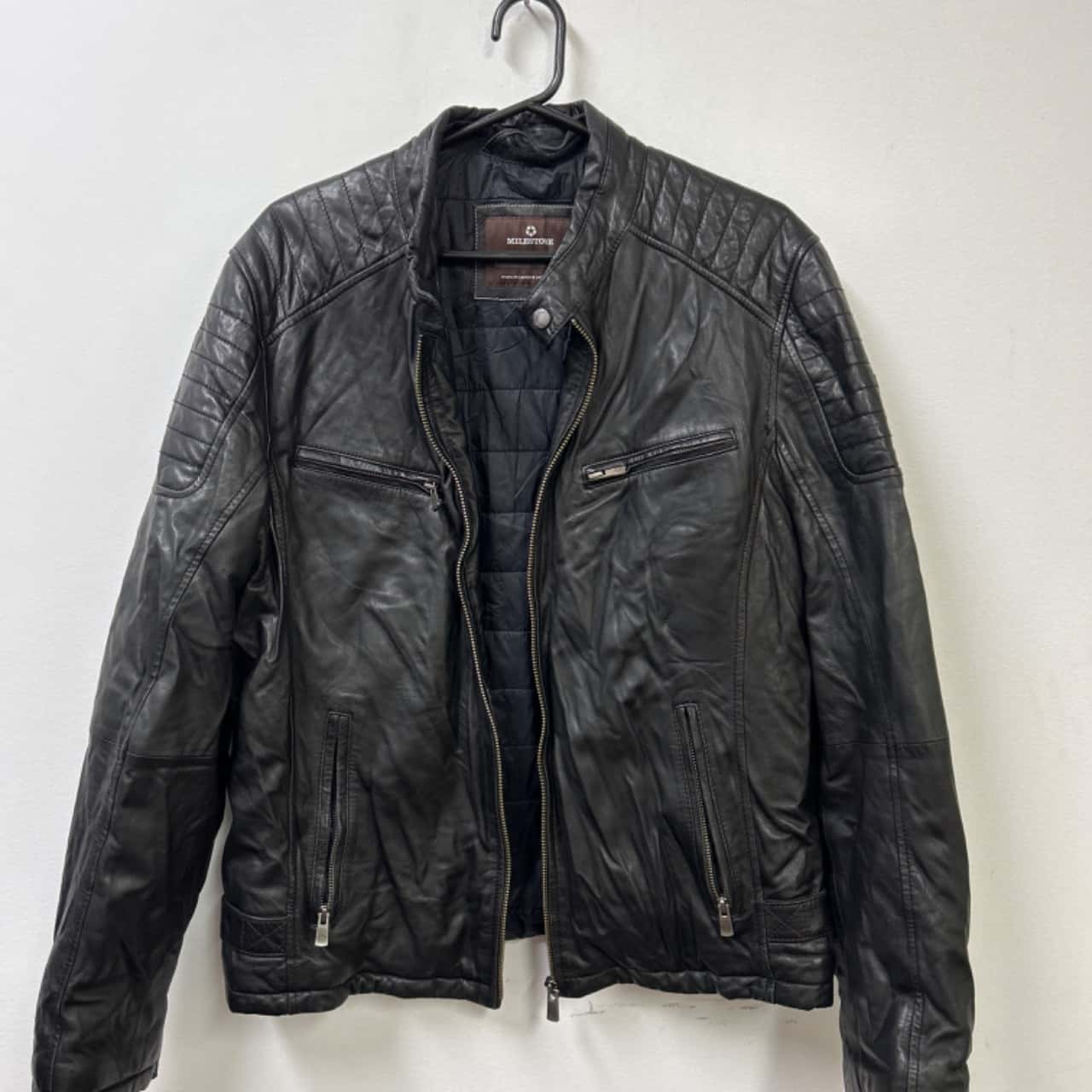 Milestone hand crafted leather jacket Mens Size US L Leather Jacket ...