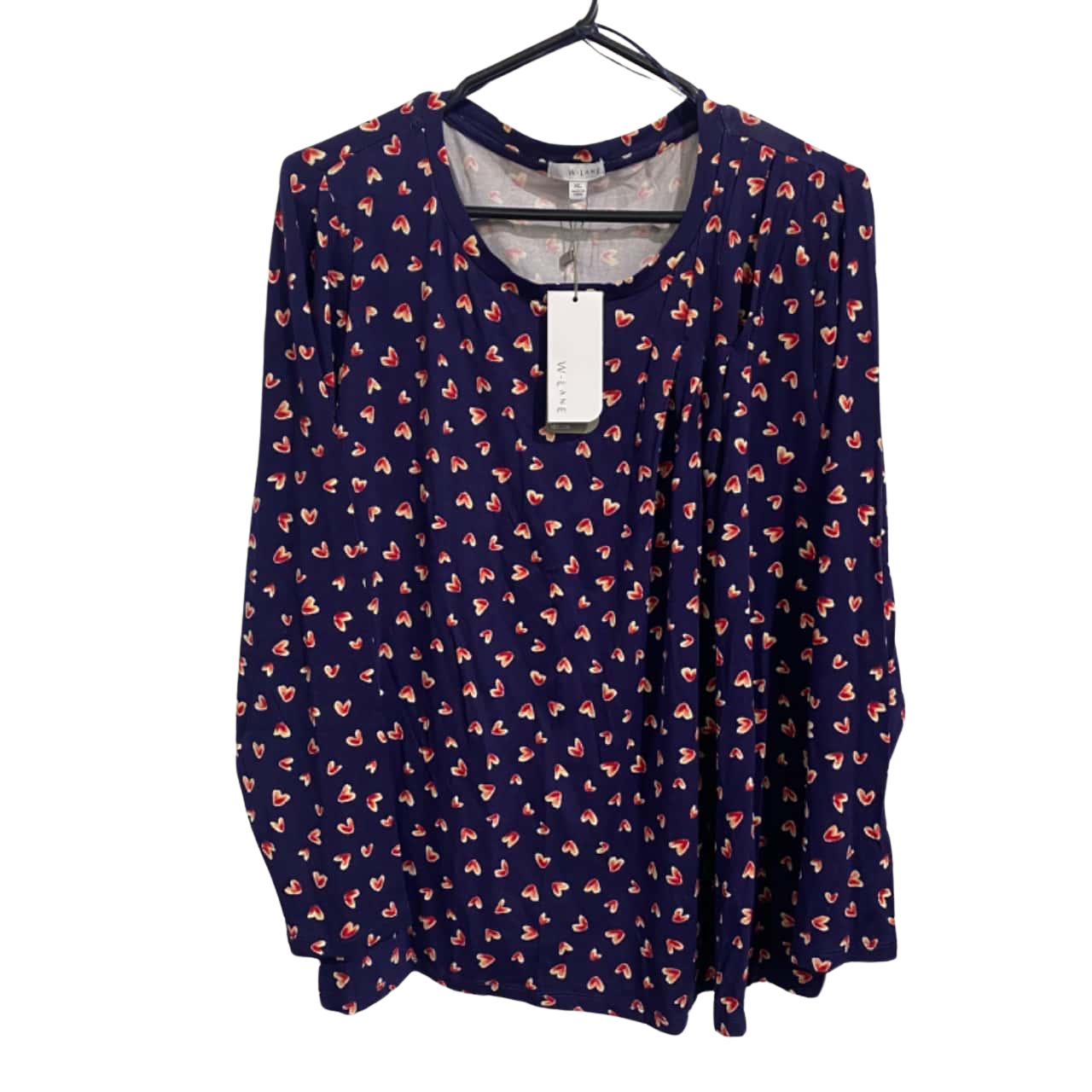 Womens W.Lane XL Navy Blue / Red Heart Long Sleeve Top BNWT