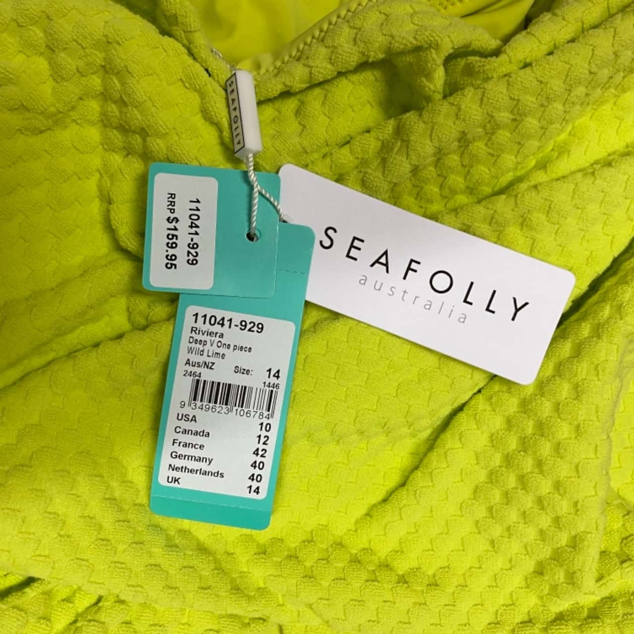 BNWT Seafolly Womens Size 14 Wild Lime One Piece (s)