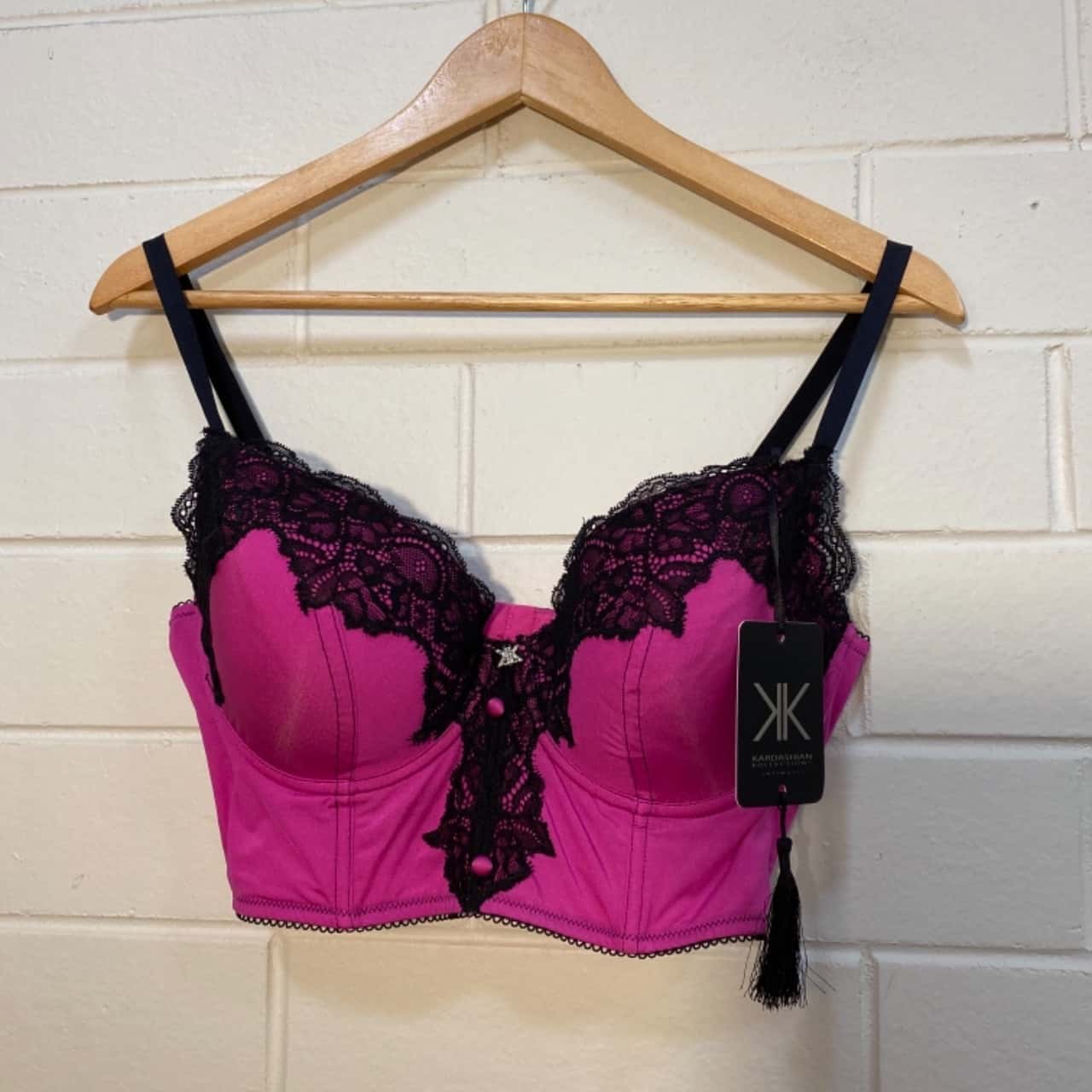 Kardashian Kollection Womens Size 14DD Black / Pink Bra