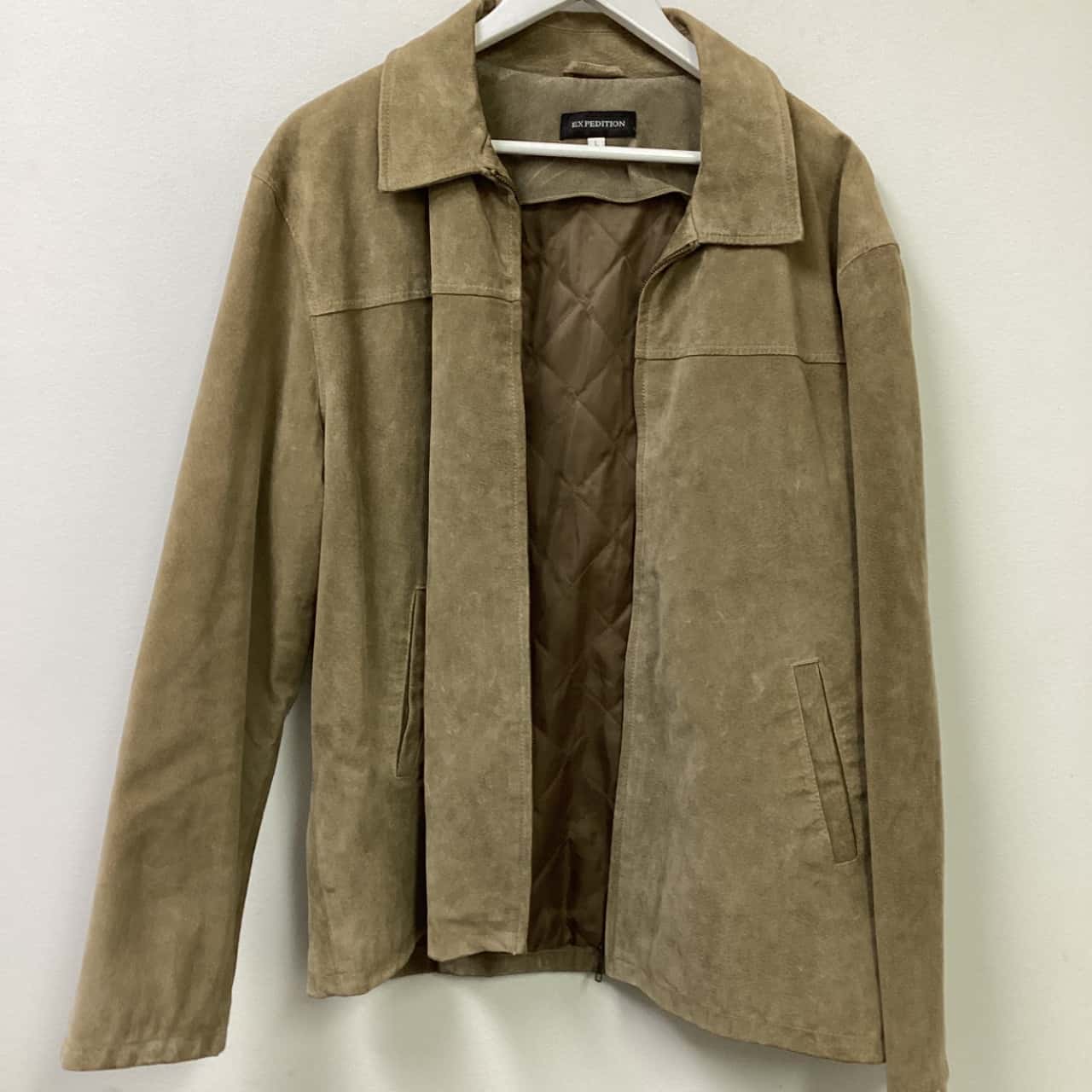 Expedition Mens Leather Suede Jacket Beige