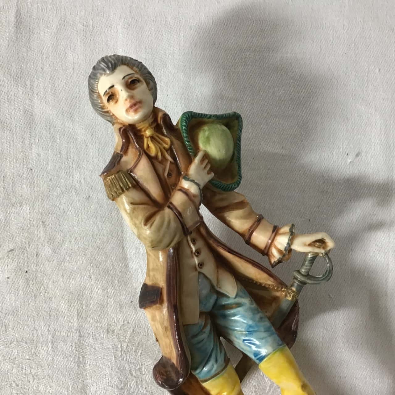 Vintage Genuine Carrara Marble Man with Sword Bowing Figurine