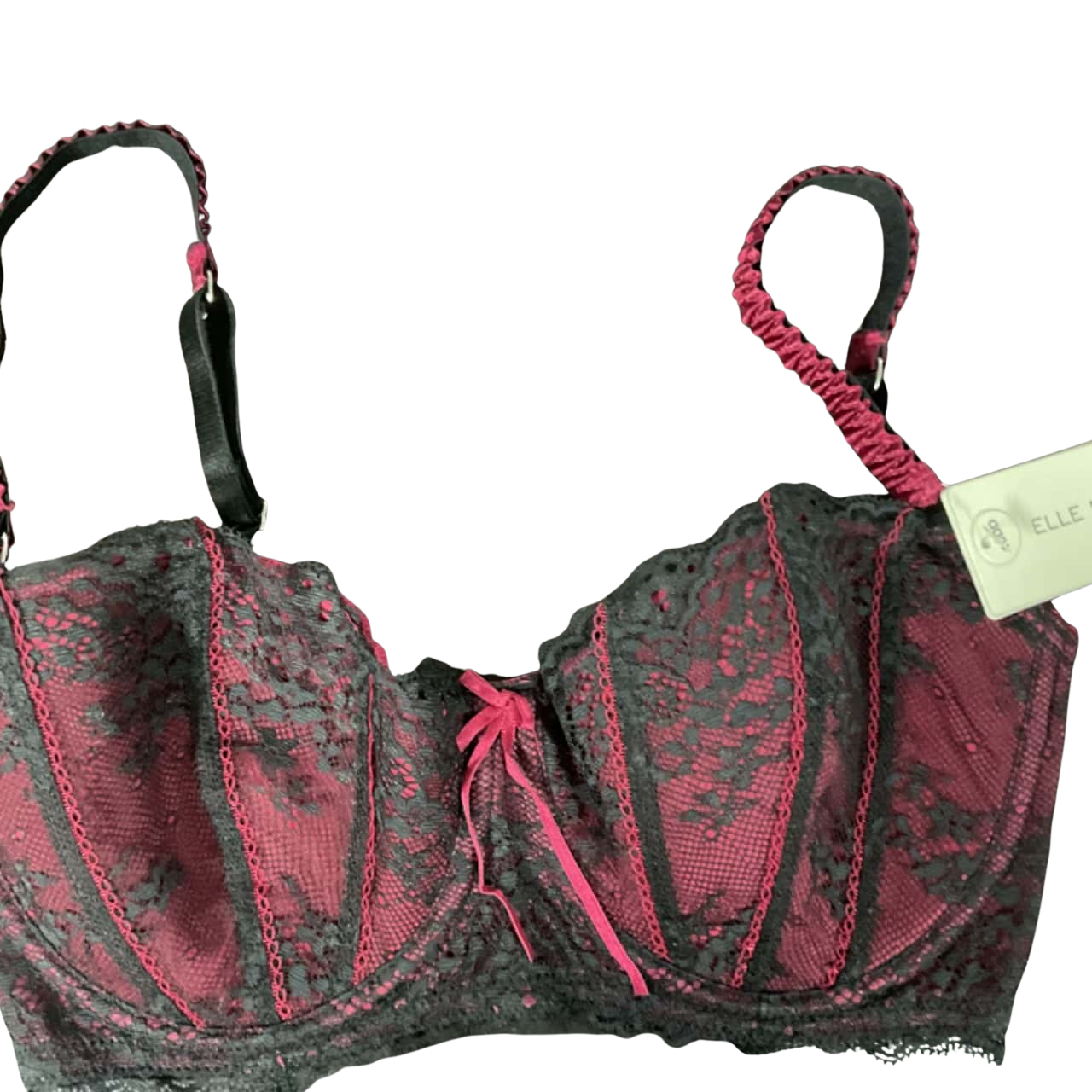 Womens Elle macpherson intimatesSize 10dd Black / Maroon bra. Nwt