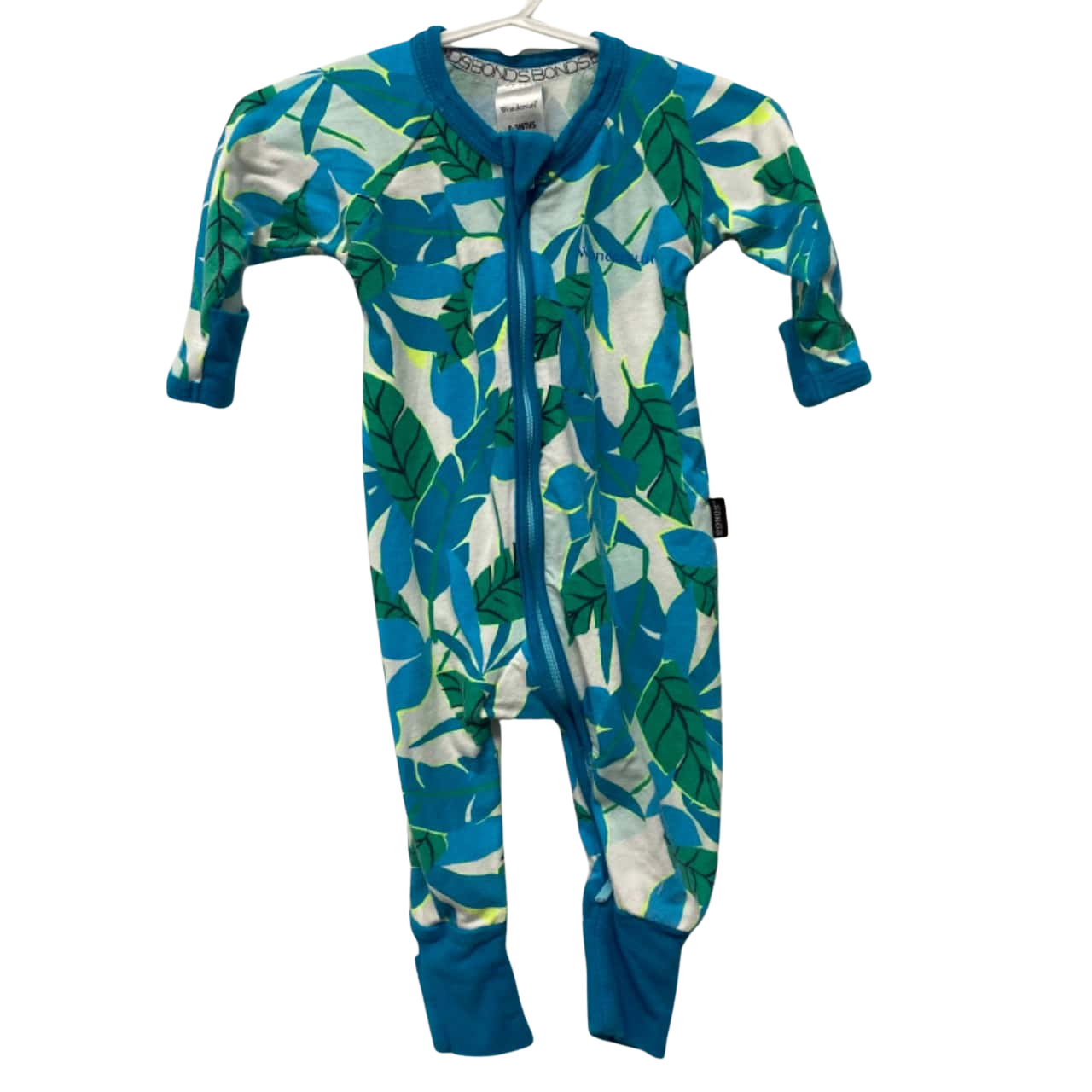 BondsWondersuit Kids Size 000 Onesie Teal (leaves)(s)