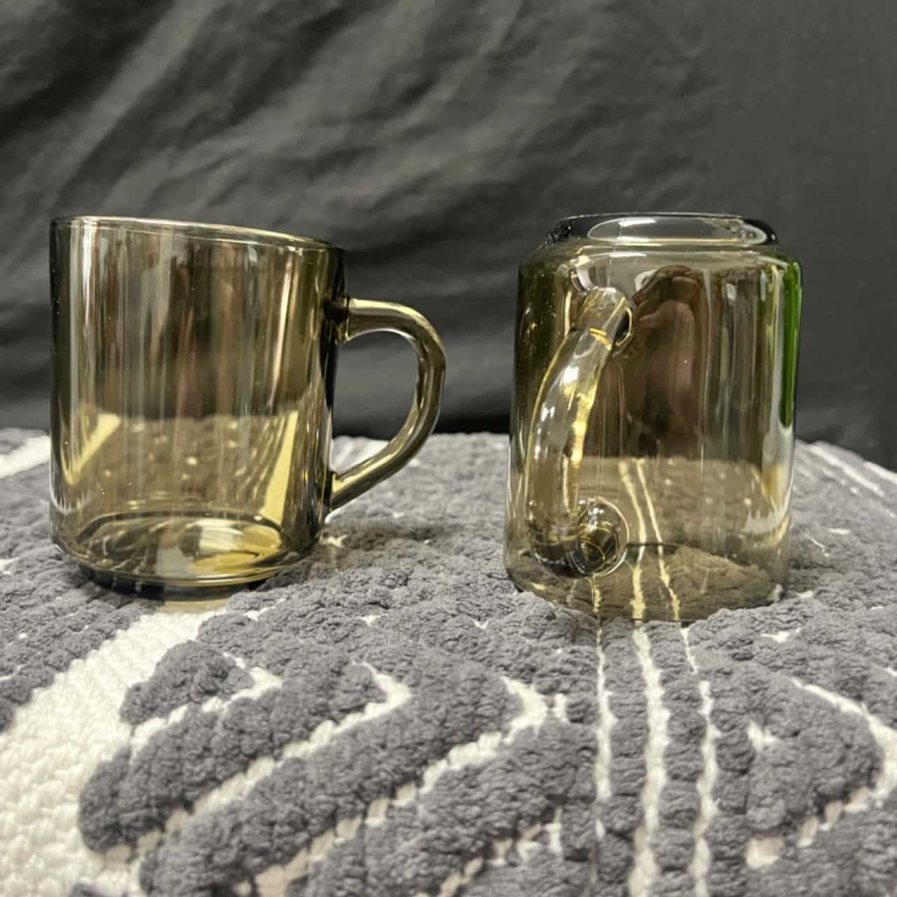 Vintage 1970s Arcoroc brown glass coffee mugs