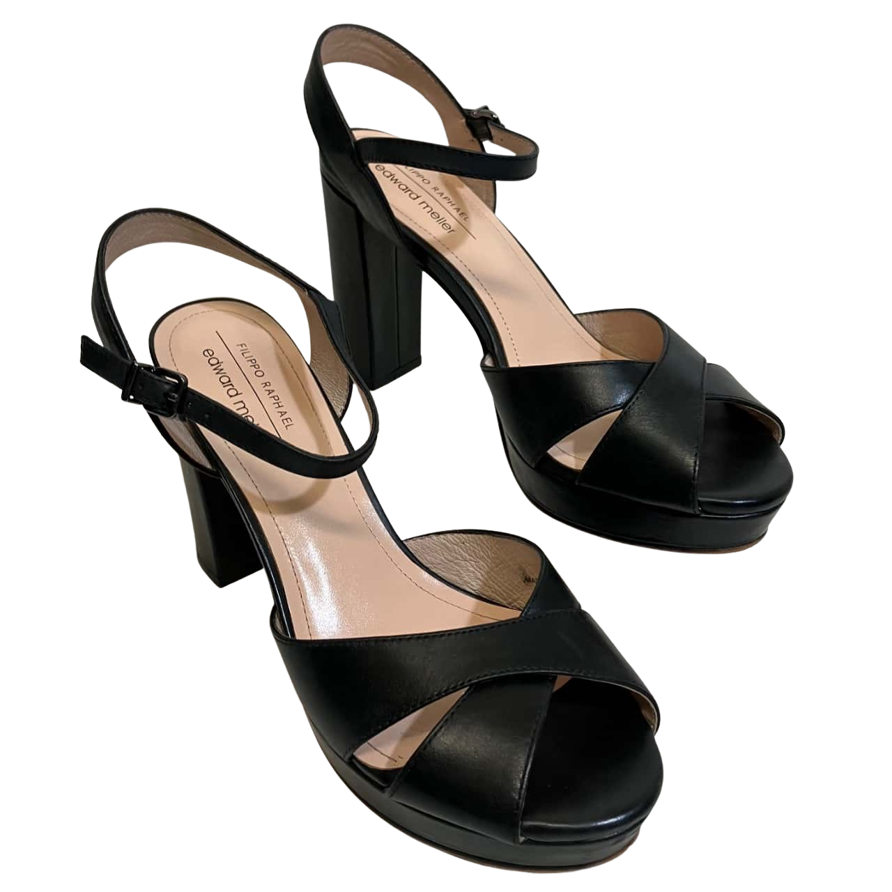 Edward Meller Platinum Collection Womens Leather Heels Size 38 Black