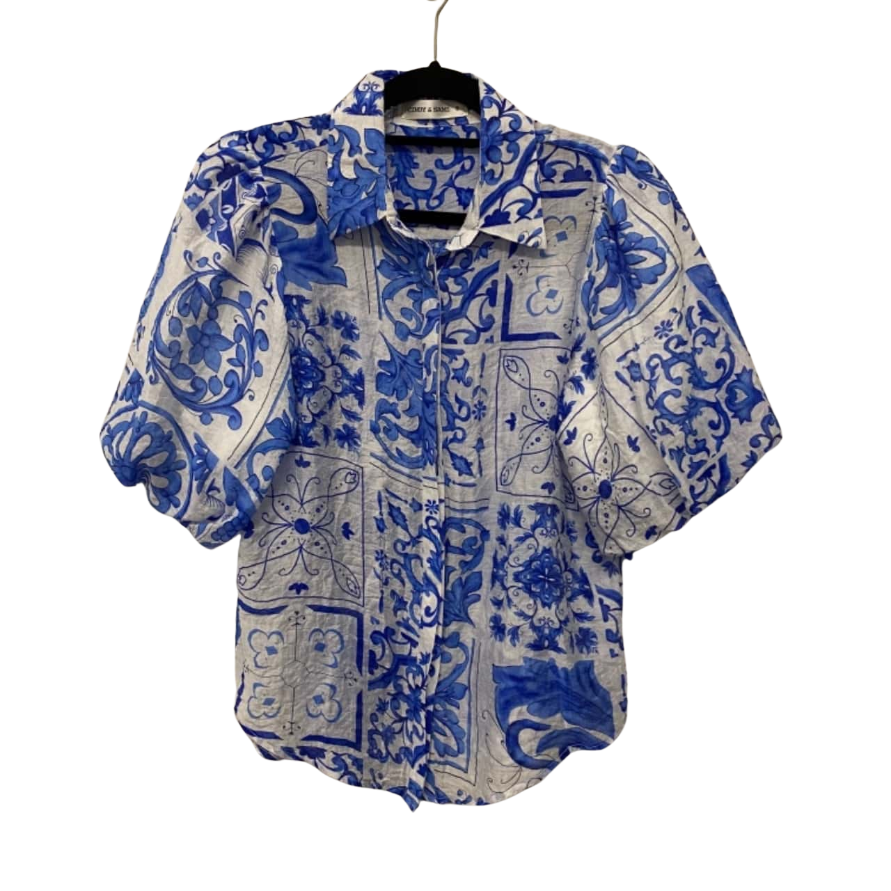 Cindy & Sami Womens Size 8 Short Sleeve Blue / White (s)