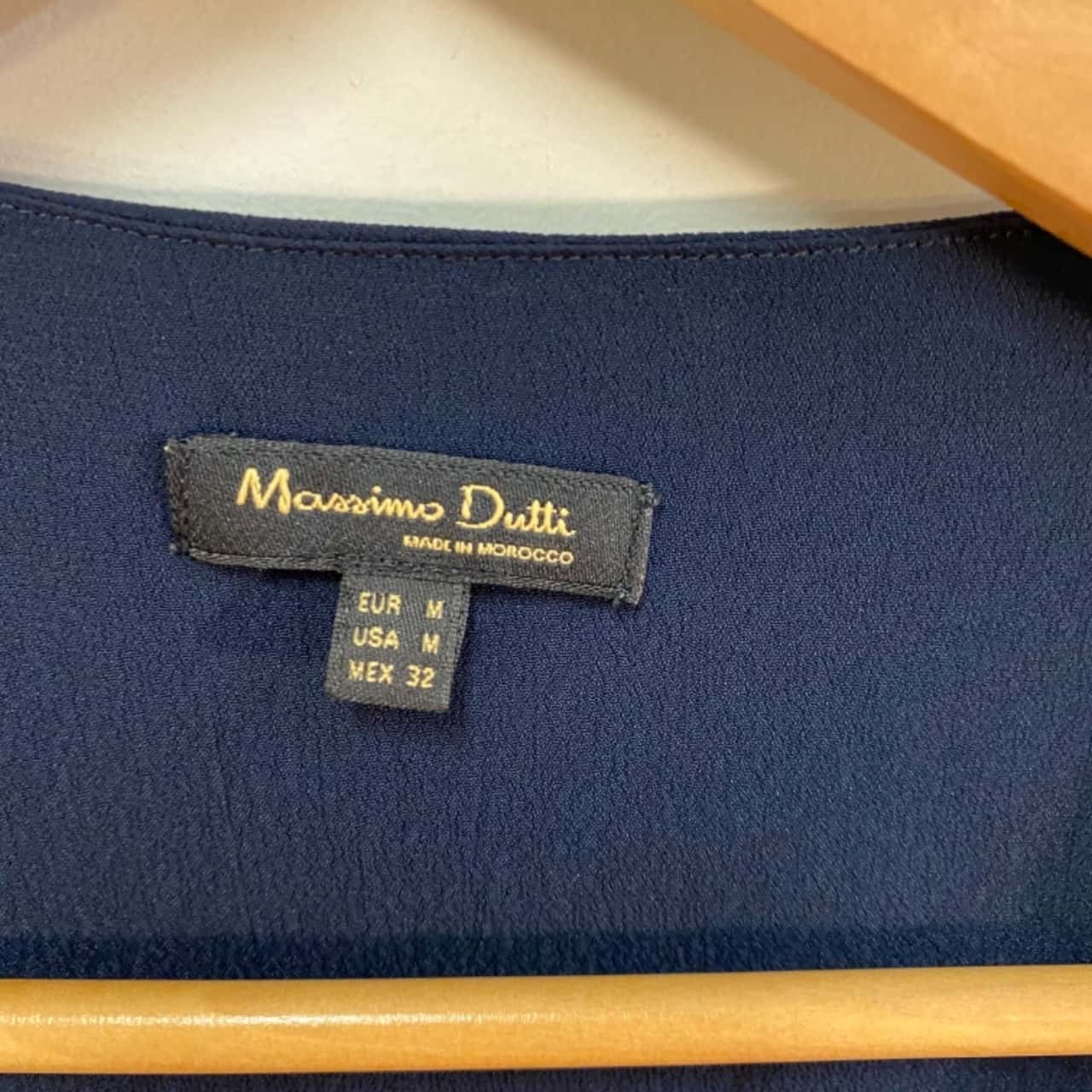 Massimo Dutti Womens Size M 3/4 Sleeve Top Navy Blue