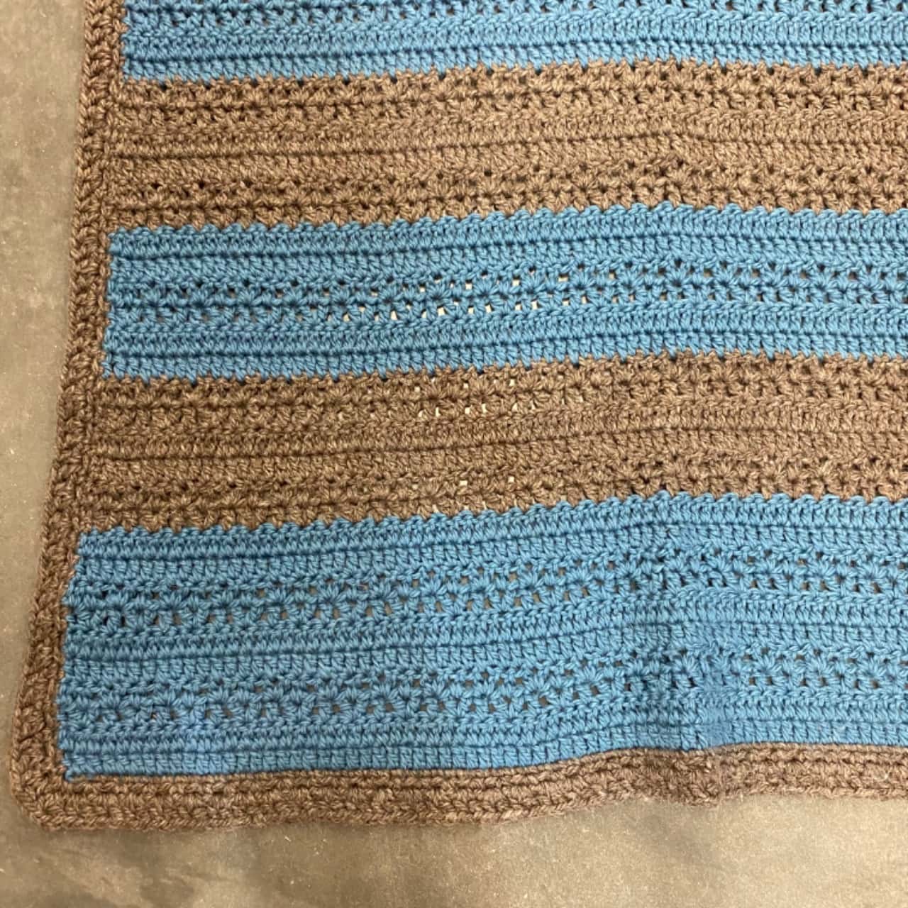 Vintage Hand Crocheted Knee Rug 90 cm x 140 cm Grey Blue