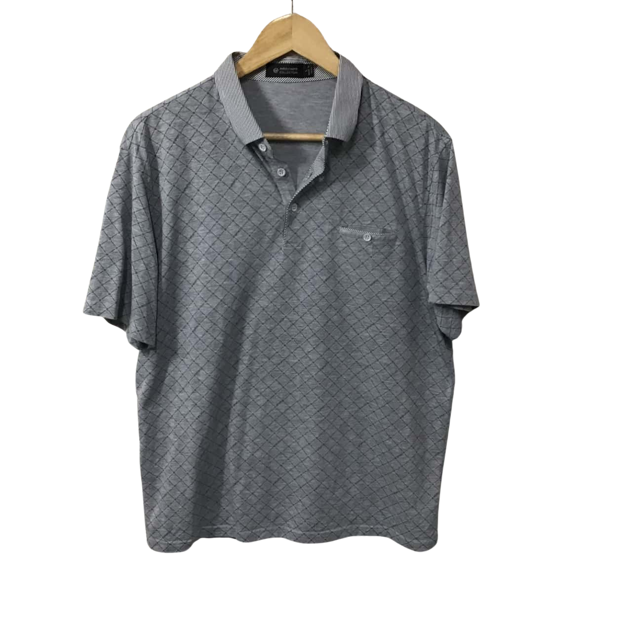 Ambassador Mens Size L Grey Diamond Pattern Polo Shirt(s)