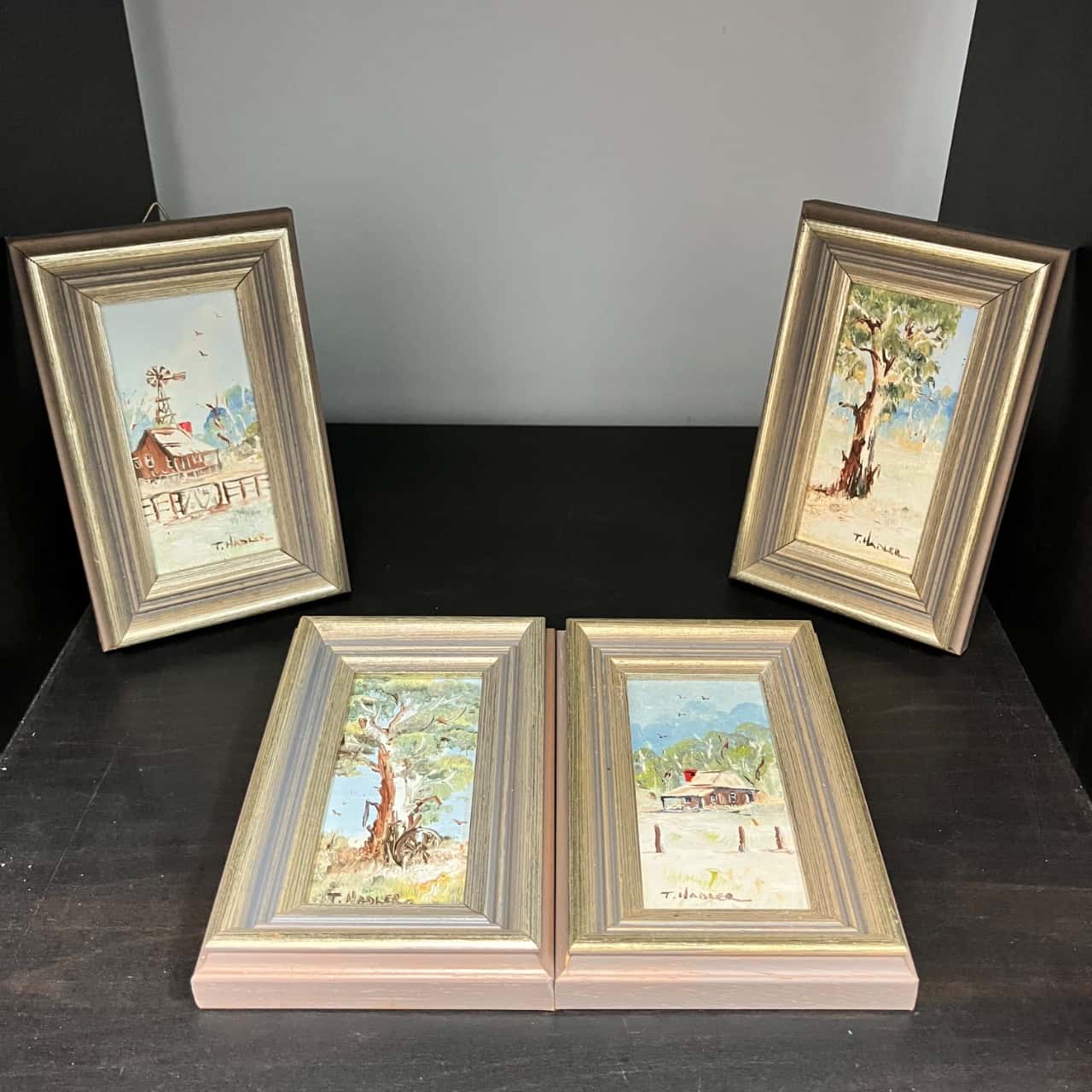 Set of 4 Terrence John Hadler Mini Paintings - Please See Description