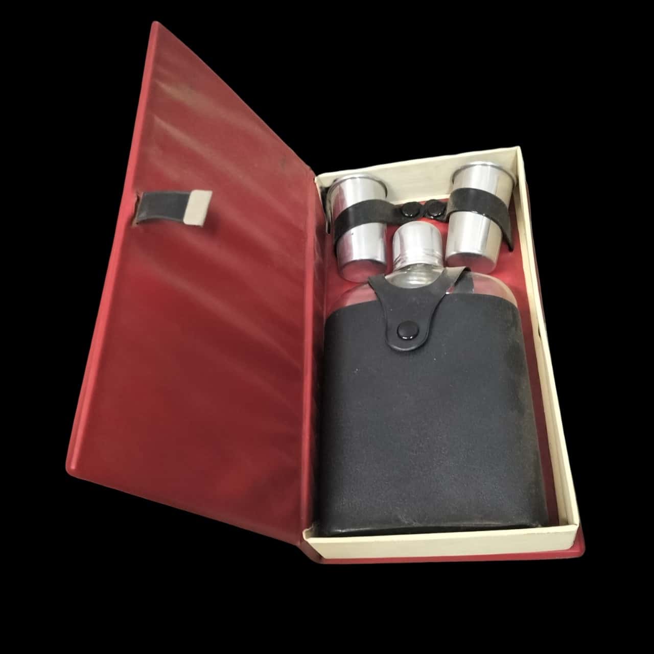 Vintage Hidden Book Flask & Two Shot Glasses (s)