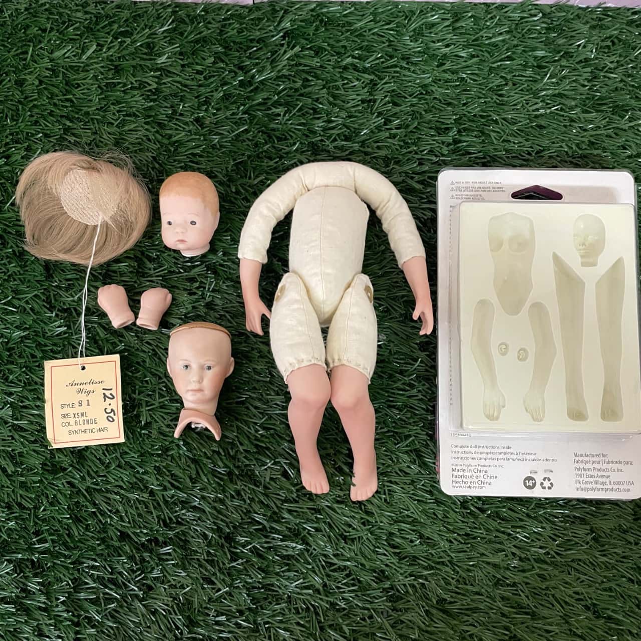 Mixed Lot of Doll Making Pieces, Including Sculpey Flexible Push Molds(s)