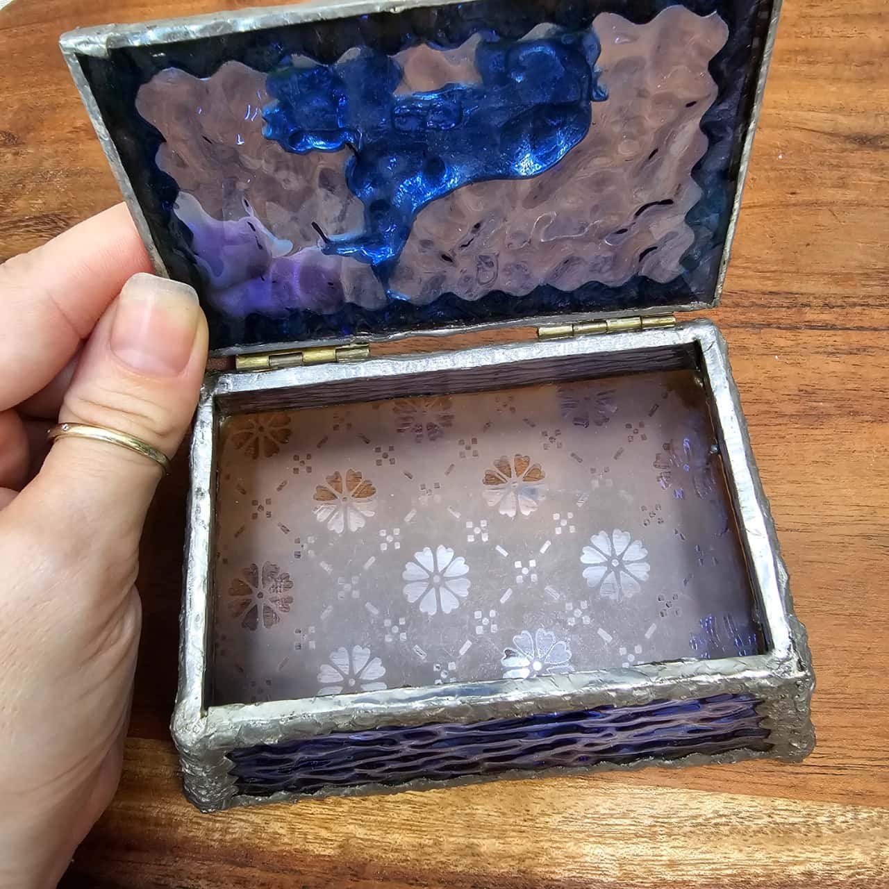 Art Deco Cobalt Blue Glass Trinket Box(s)