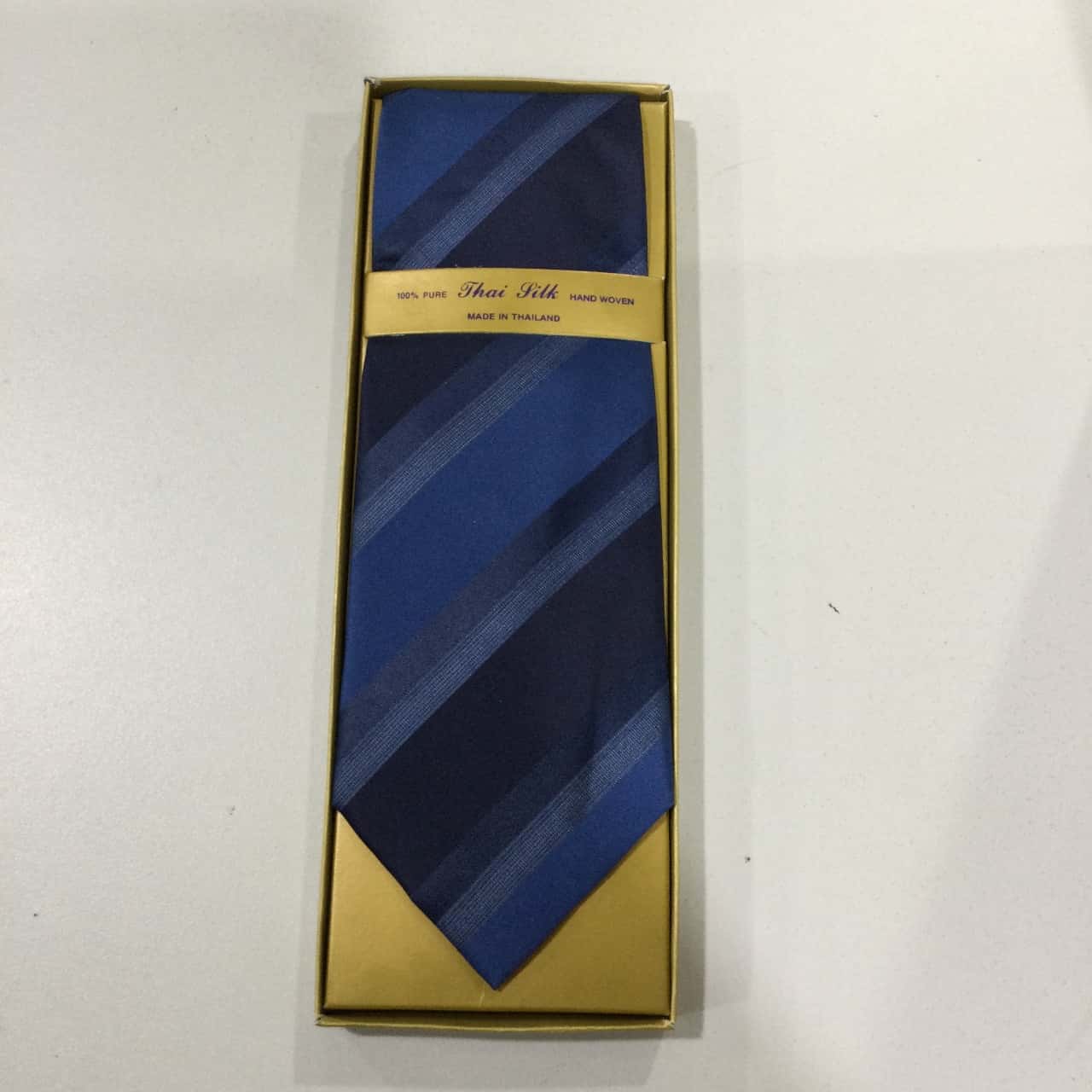 Thai Silk, Mens Pure Silk Tie In Package, Blue