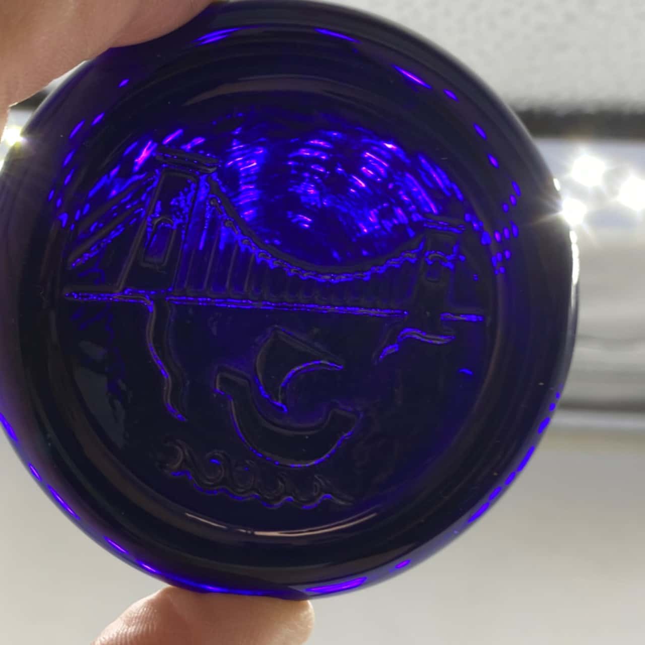 Bristol Cobalt Blue Glass Medallion Signed by Peter Hewlett Comes with ...