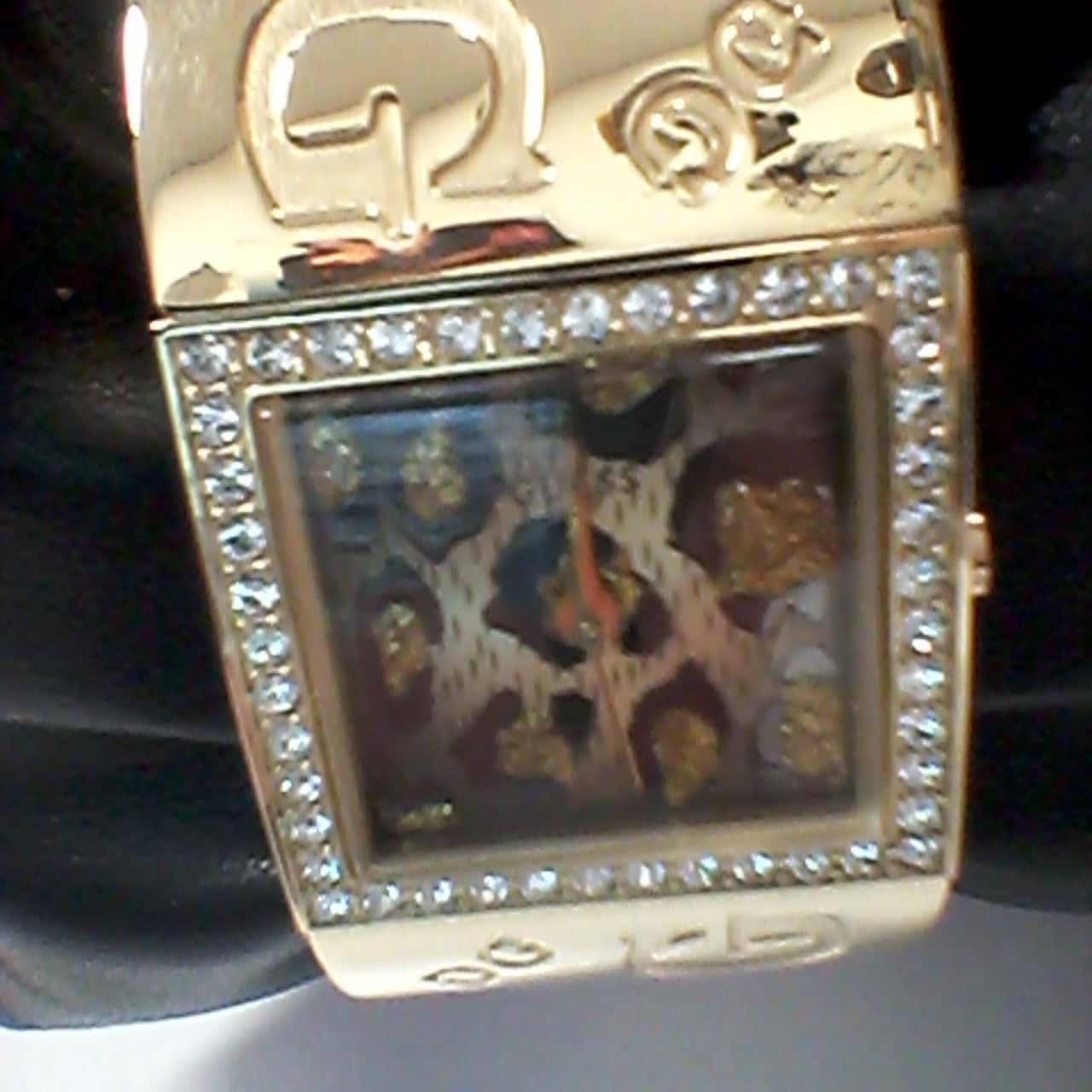 Guess Ladies Gold Coloured Leopard Print Watch - as is(s)